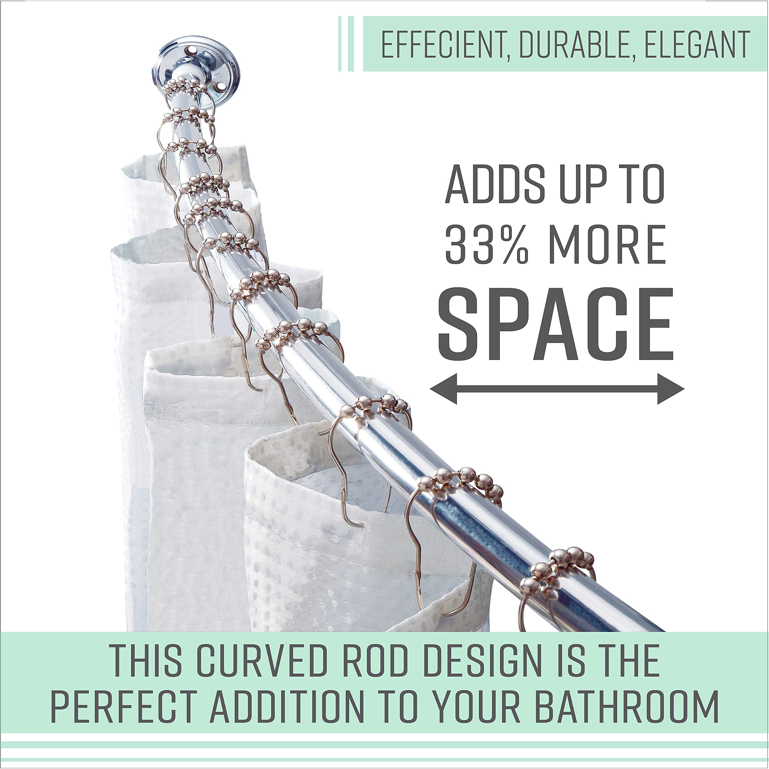 Bath Bliss Curved Shower Rod | Adjustable 44"-78" Inch | Bathroom ...