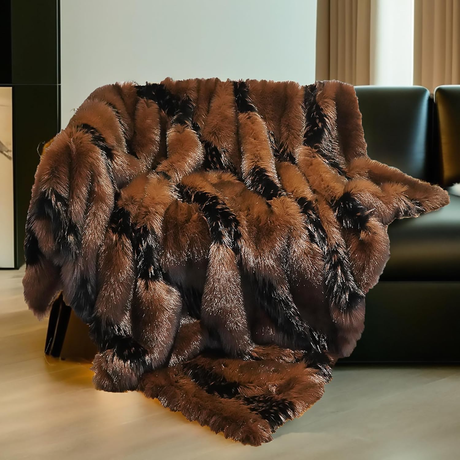 inchgrass Fox Faux Fur Blanket Luxury Fur Throw Blanket Sofa Fluffy ...