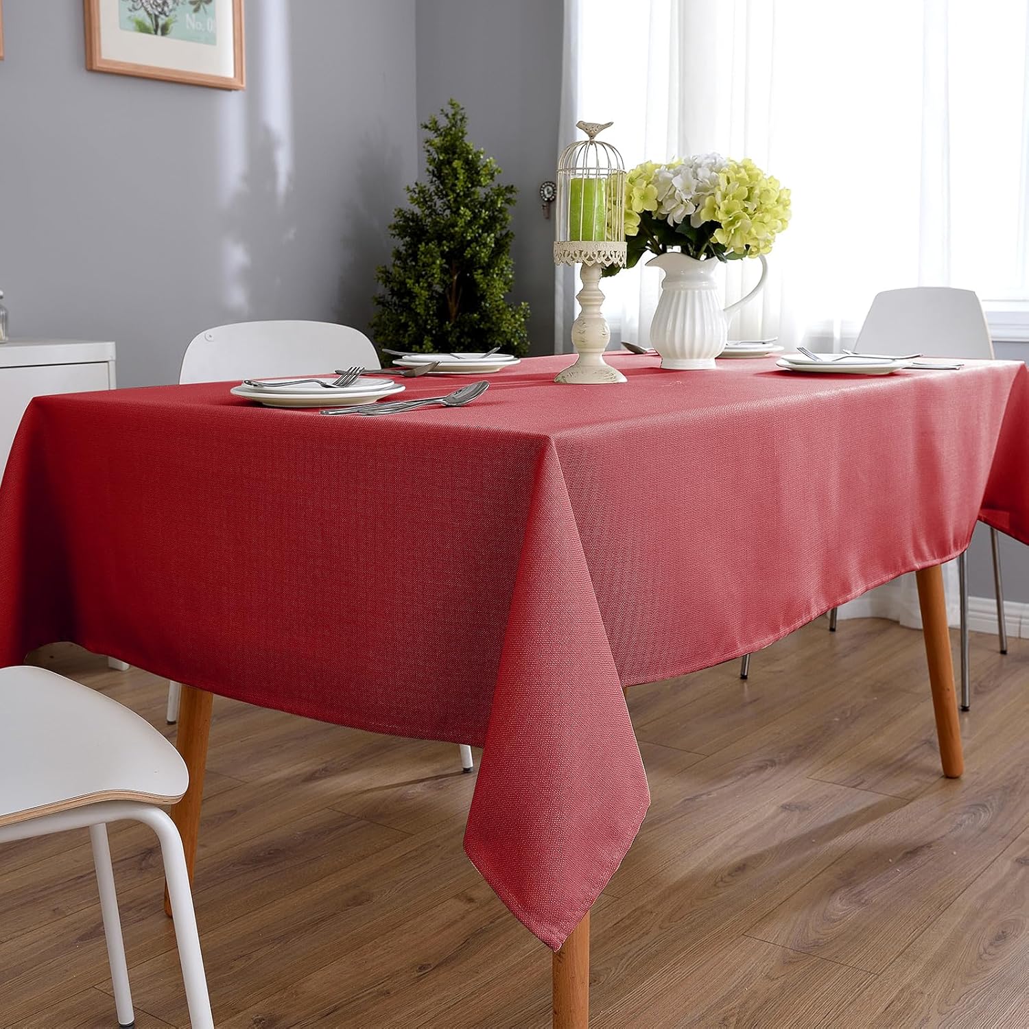 Amazon.com: HIGHFLY Linen Rectangle Tablecloth 60 X 102 Inch Waterproof ...