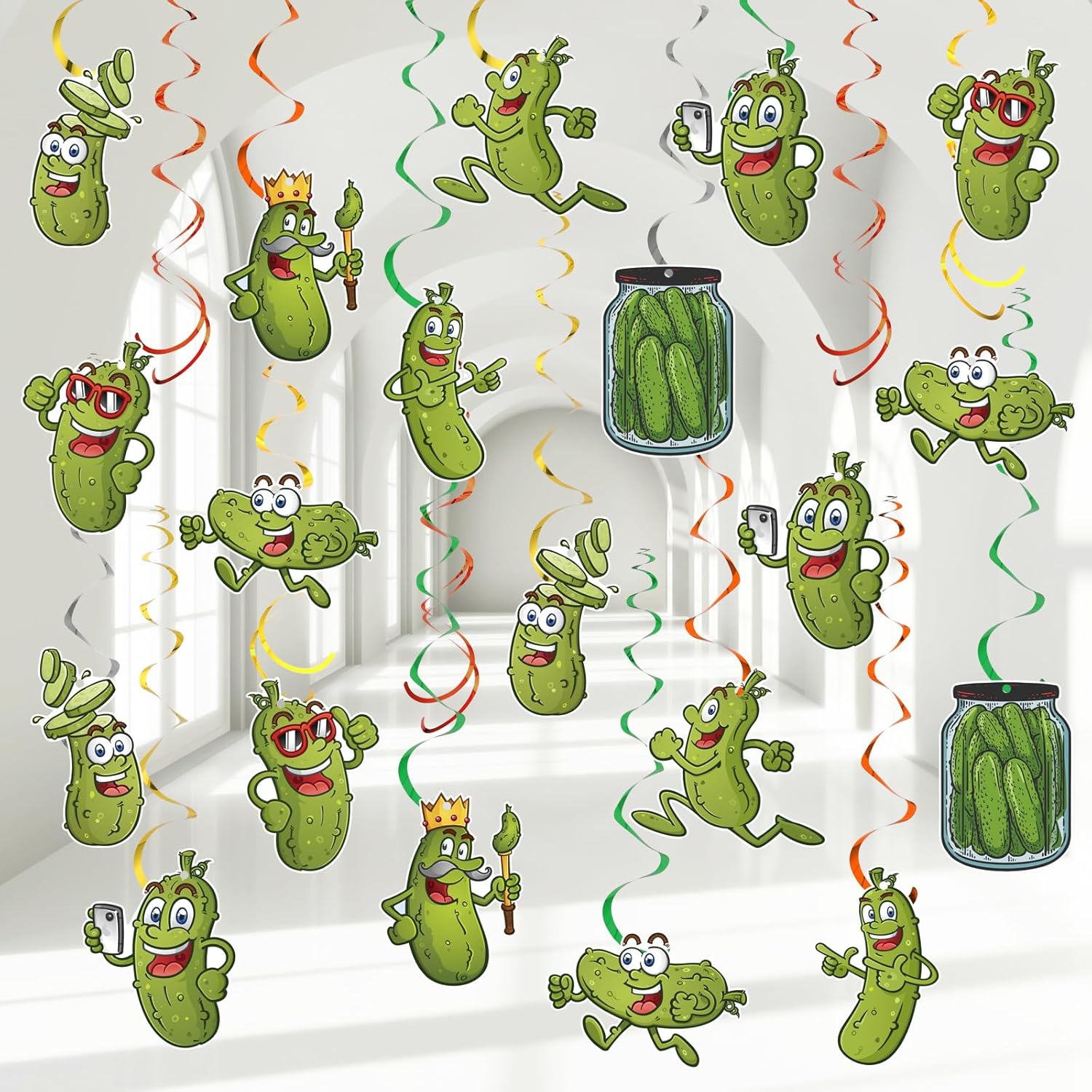 Amazon.com: 48 Pcs Pickle Party Decorations Hanging Swirls Ceiling ...