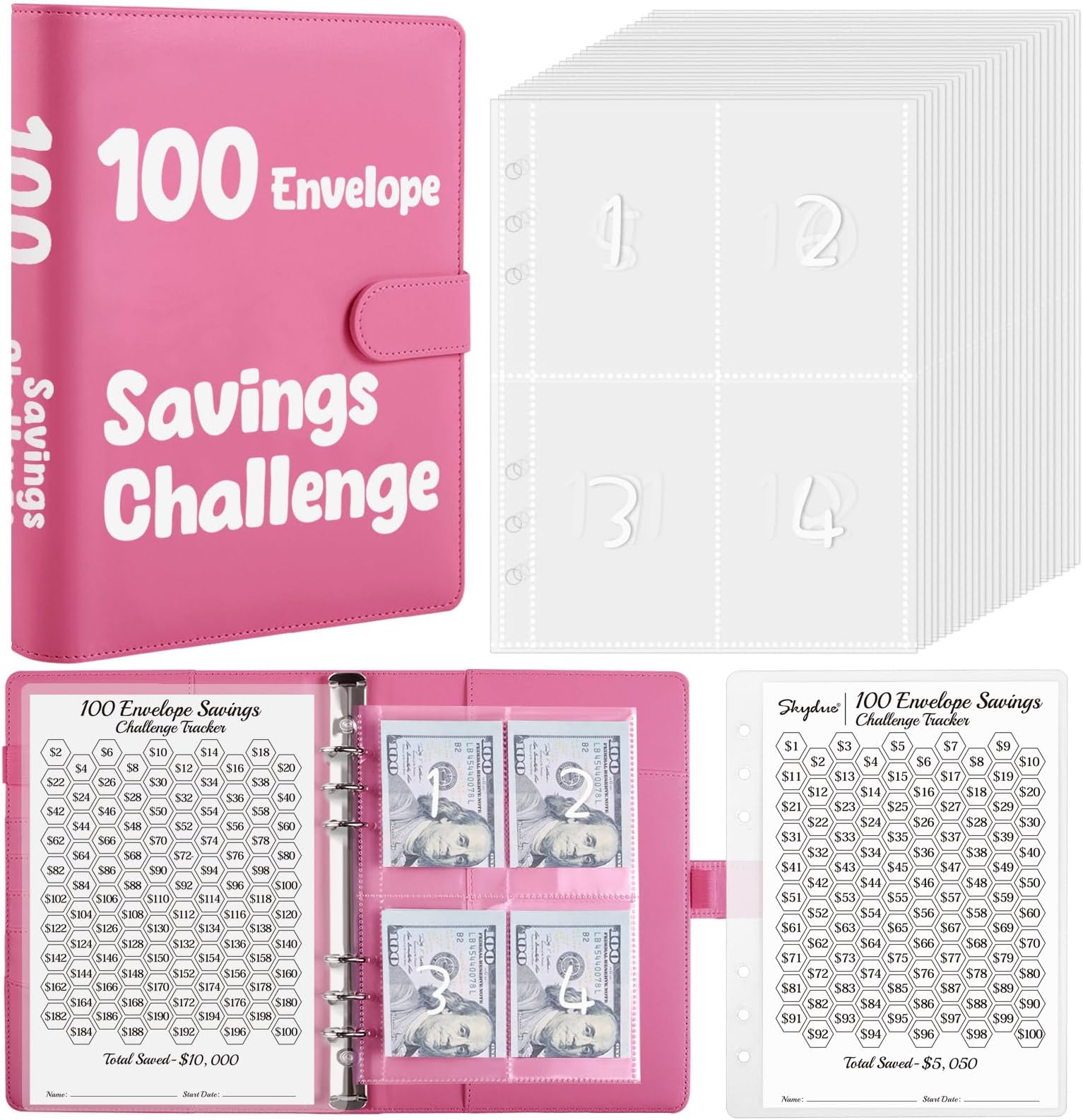 Amazon.com : SKYDUE 100 Envelopes Money Saving Challenge Binder with ...