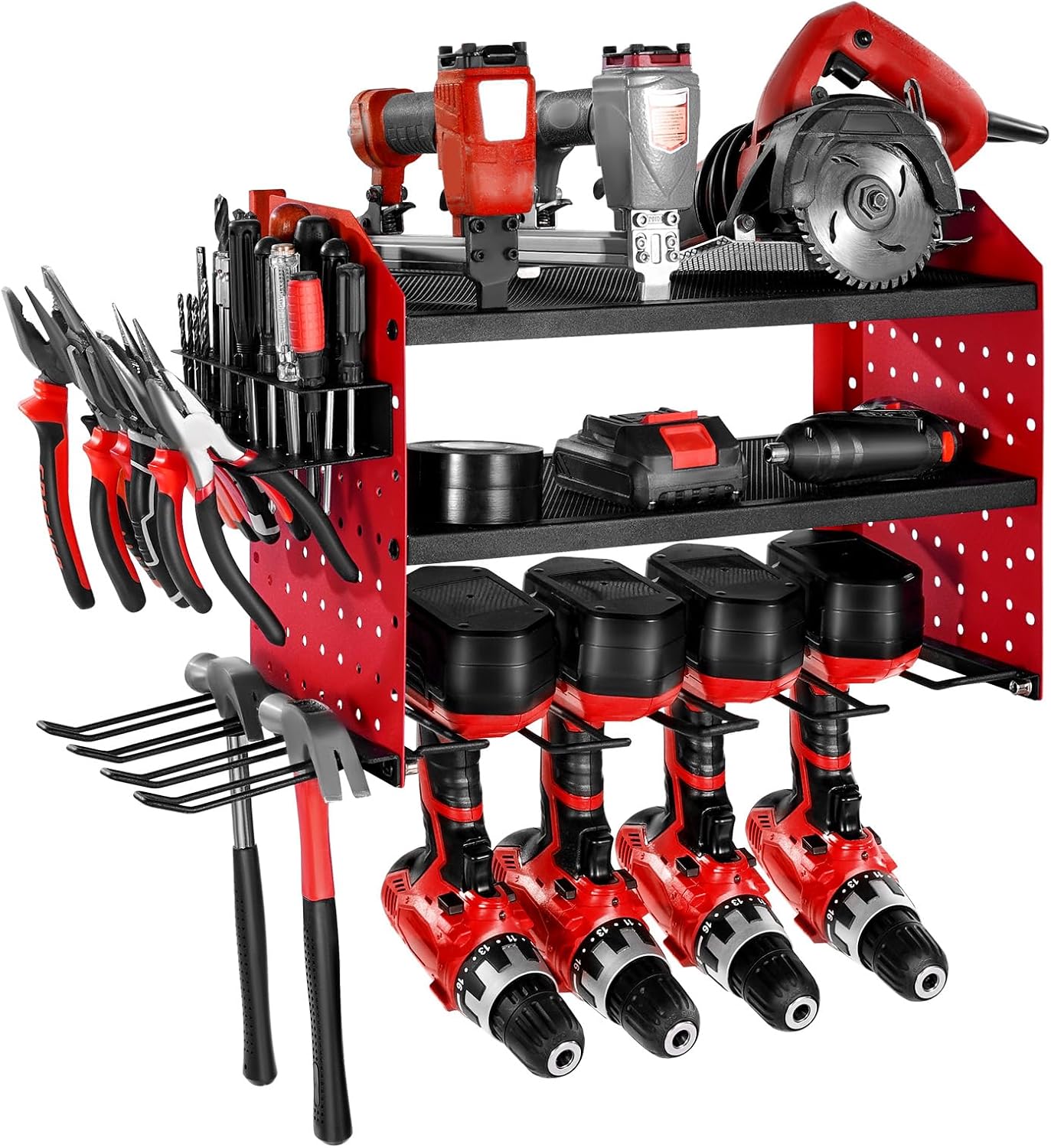 Amazon.com: VEVOR Power Tool Organizer Wall Mount, 3-Layer Storage Rack ...