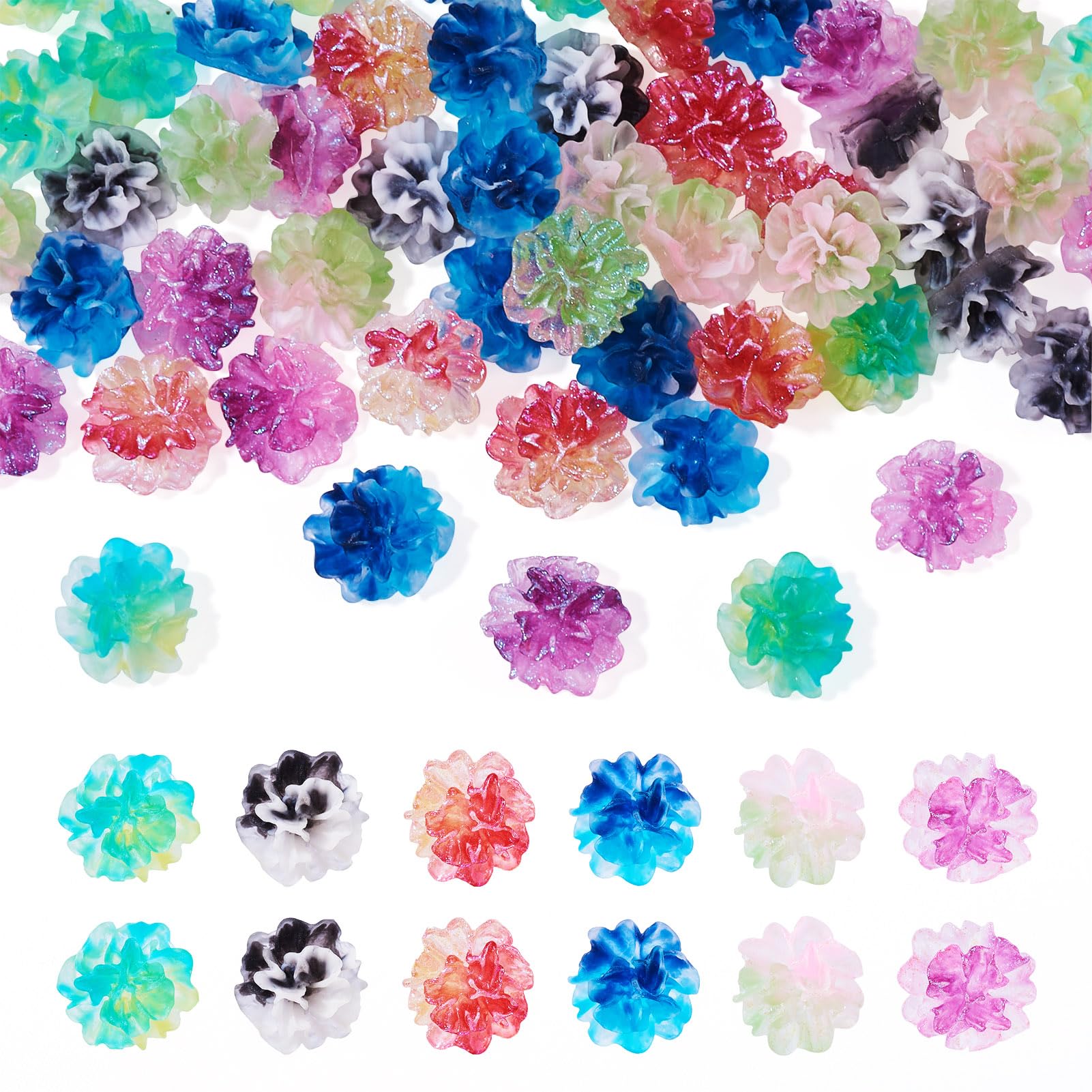 Amazon.com: Craftdady 60Pcs Luminous Resin Flower Flatback Cabochons ...