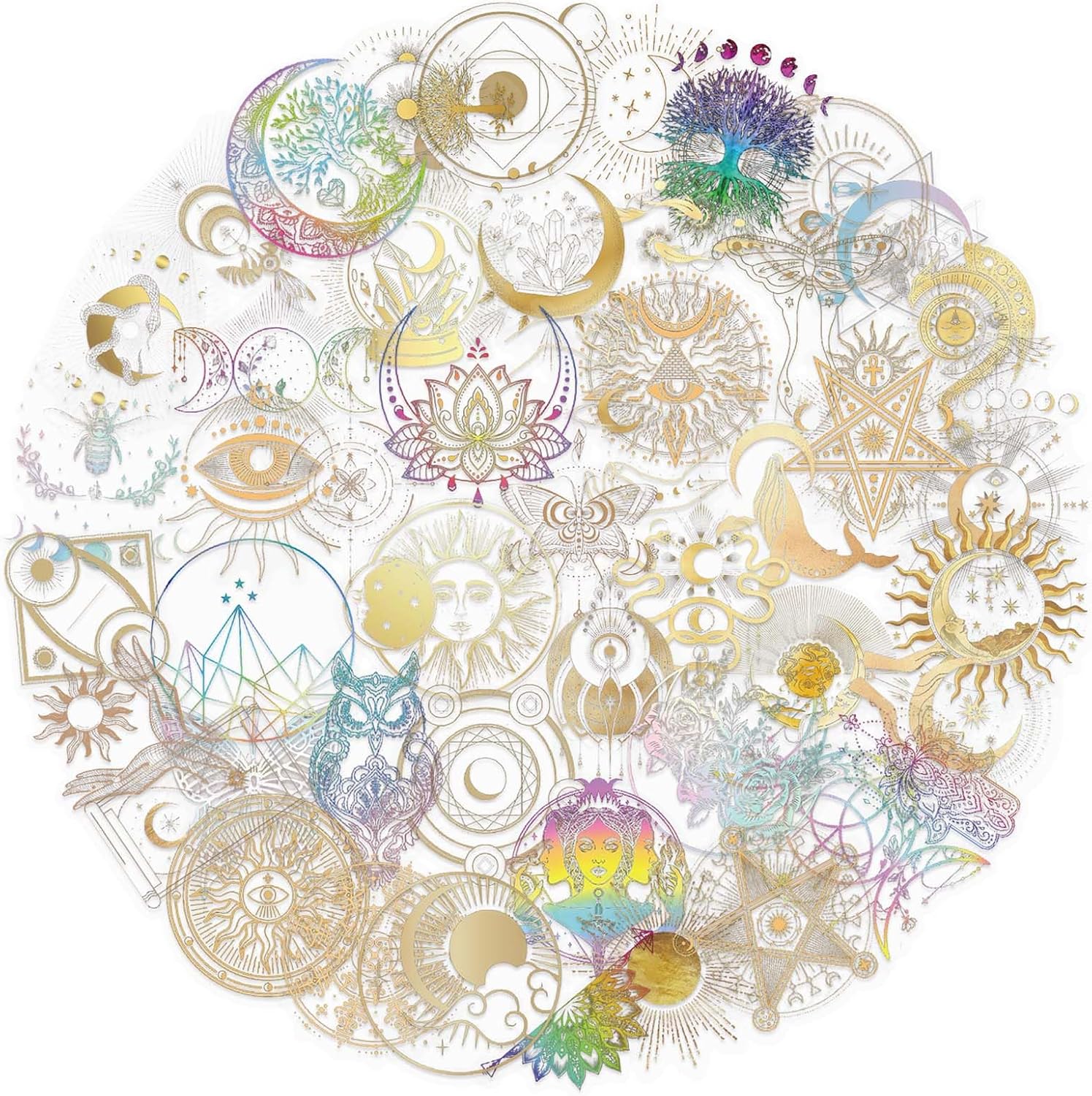 Amazon.com: 50PCS Transparent Fantasy Stickers, Gloden Celestial ...