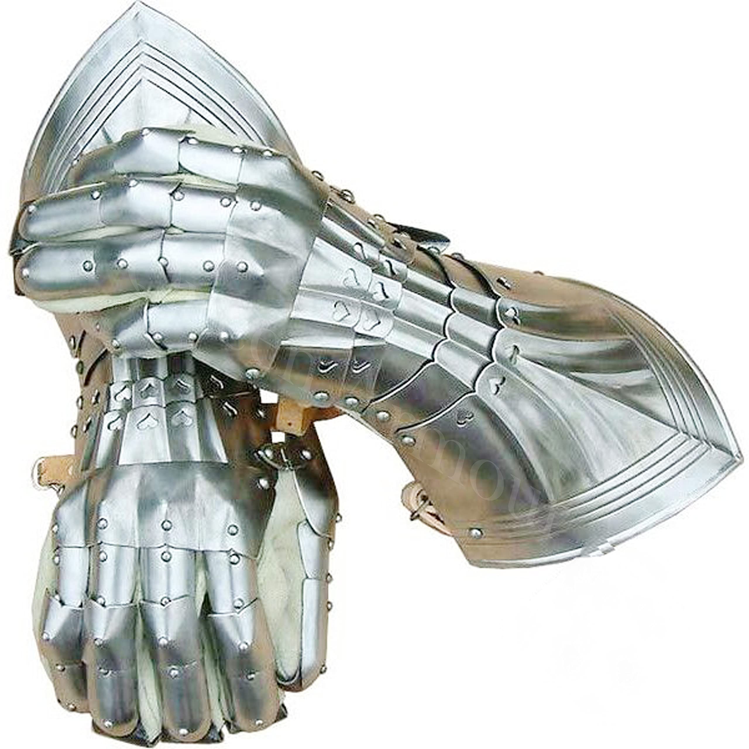 Amazon.com: Queen Armour Medieval Gauntlet Gloves Knight Silver Costume ...