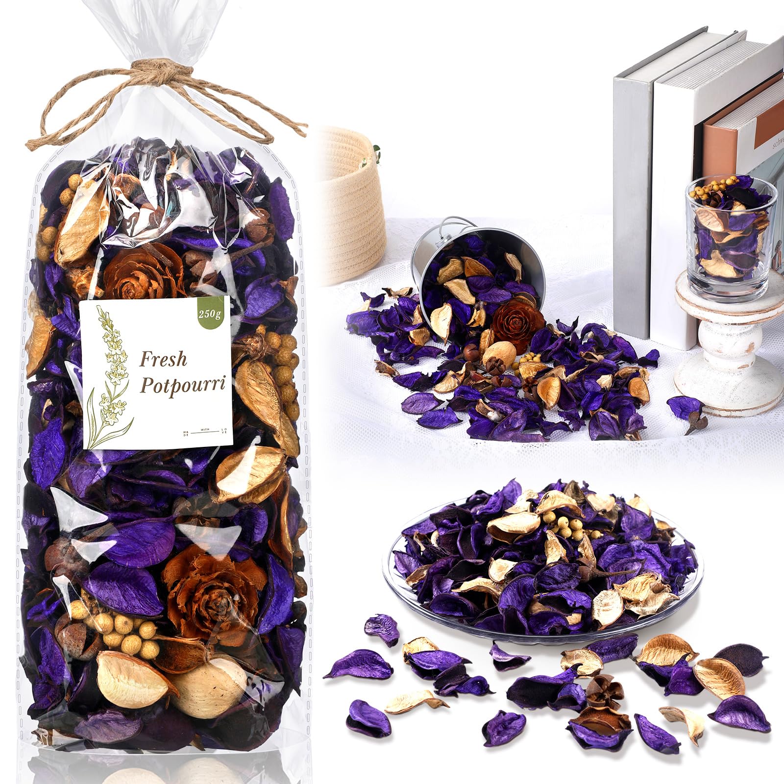 Amazon.com: Tondiamo 250g Purple Natural Dried Flowers Long Lasting ...