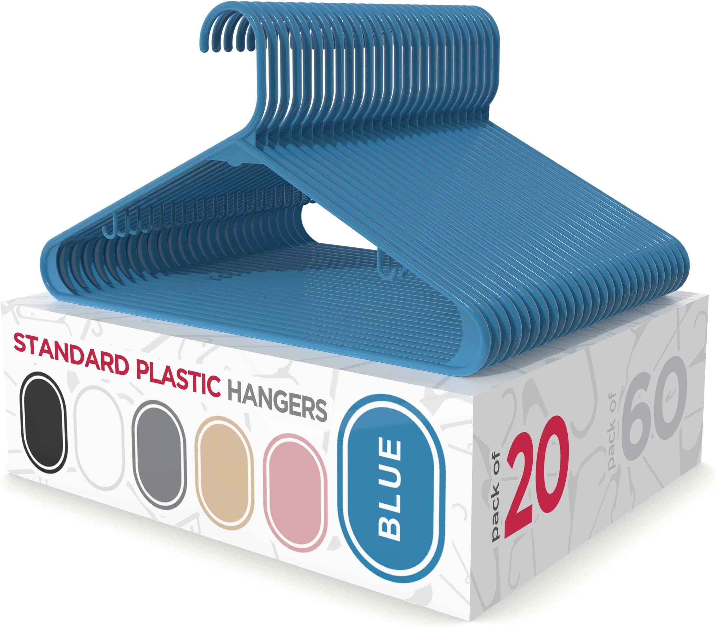 Amazon.com: Mainstay 18 Count Pack Ash Blue Plastic Hangers : Home ...