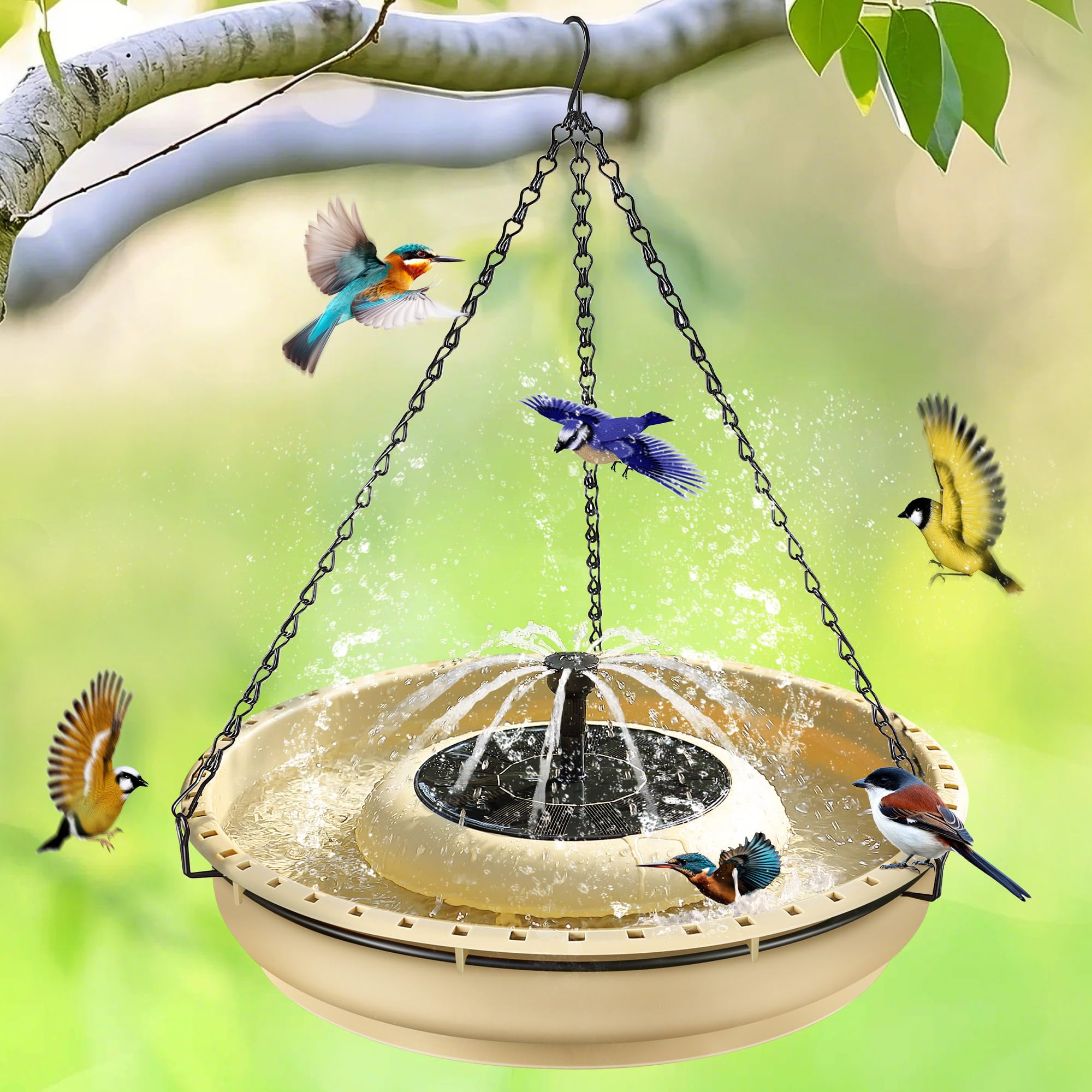 Snapklik.com : 15.7 W Large Solar Fountain Hanging Bird Bath, Solar ...