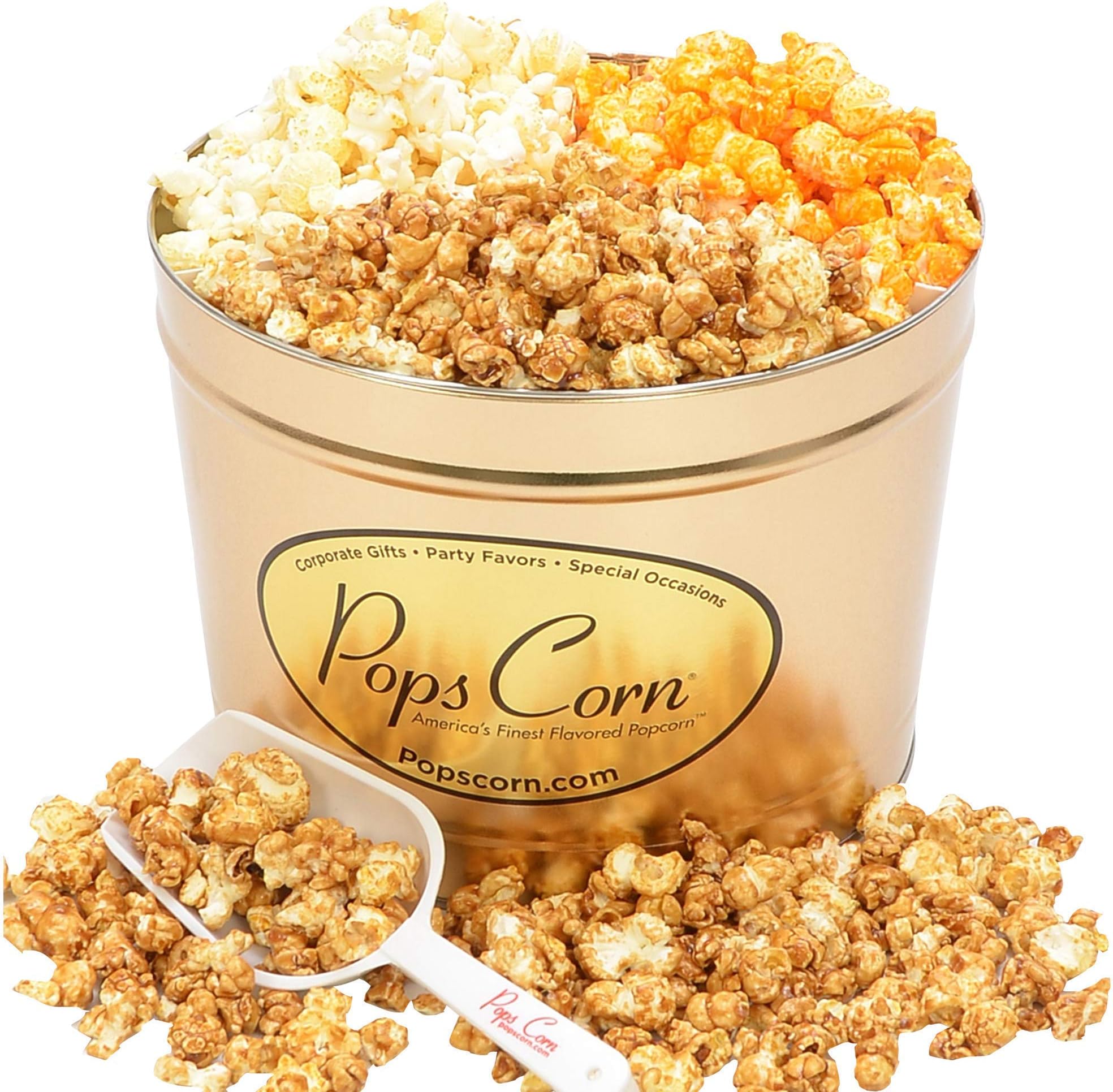 Amazon.com: 2 Gallon Popcorn Tin Gift - 3 Kinds (Cheese/Caramel/Salt ...