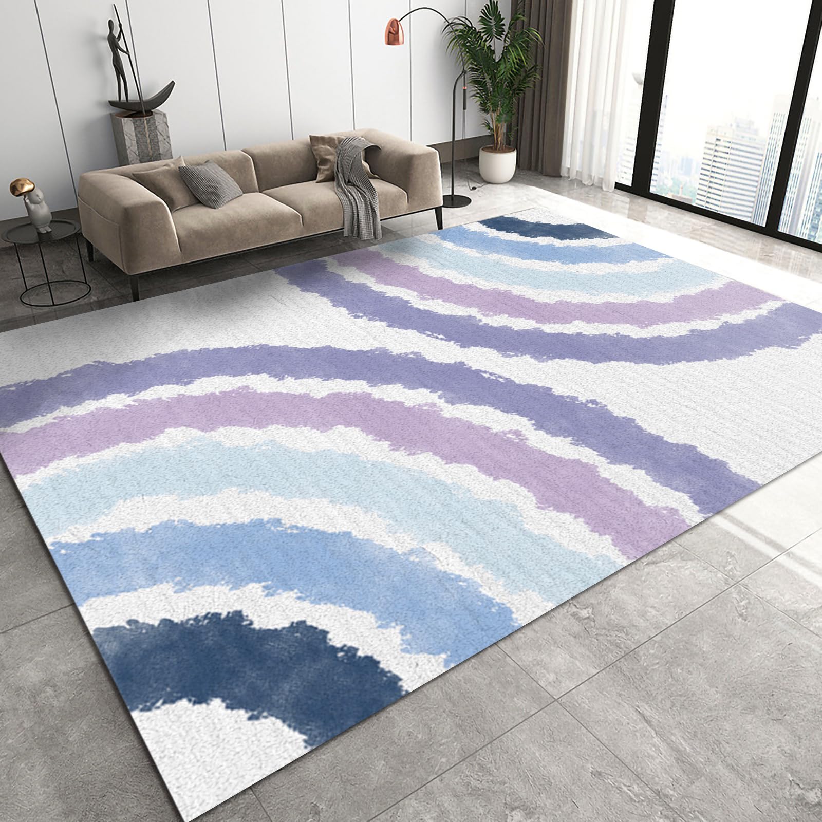 Amazon.com: Blue Purple Modern Creative Area Rug, Geometric Semicircle ...