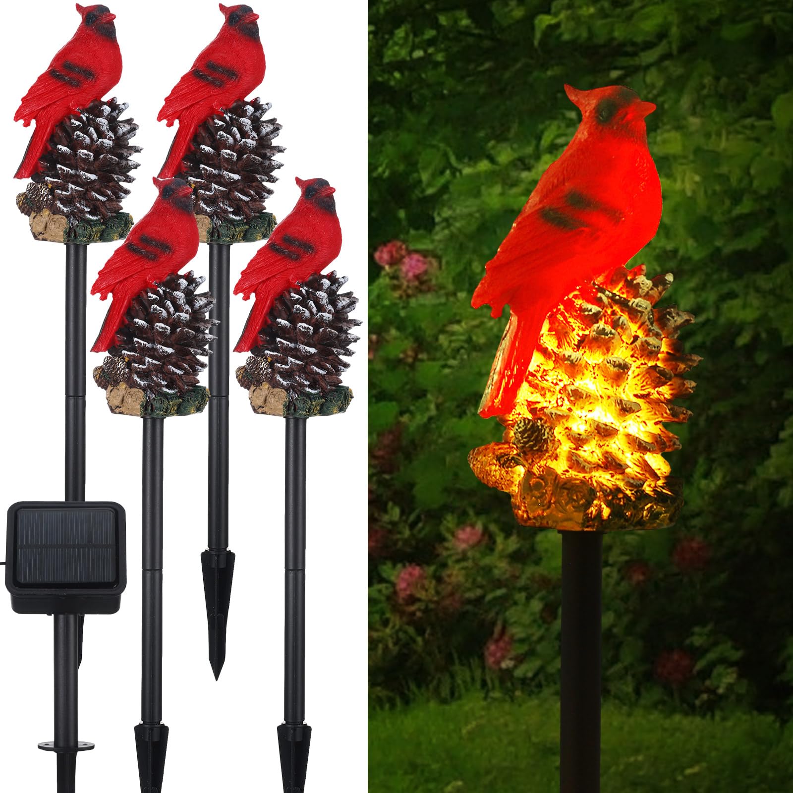 Amazon.com : VIHOSE Cardinal Solar Stake Lights Red Bird Figurine Solar ...