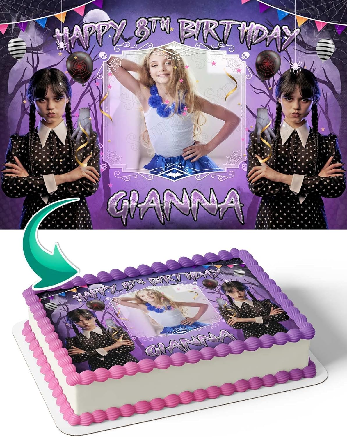 Amazon.com: Cakecery Wednesday Photo Frame Edible Cake Image Topper ...