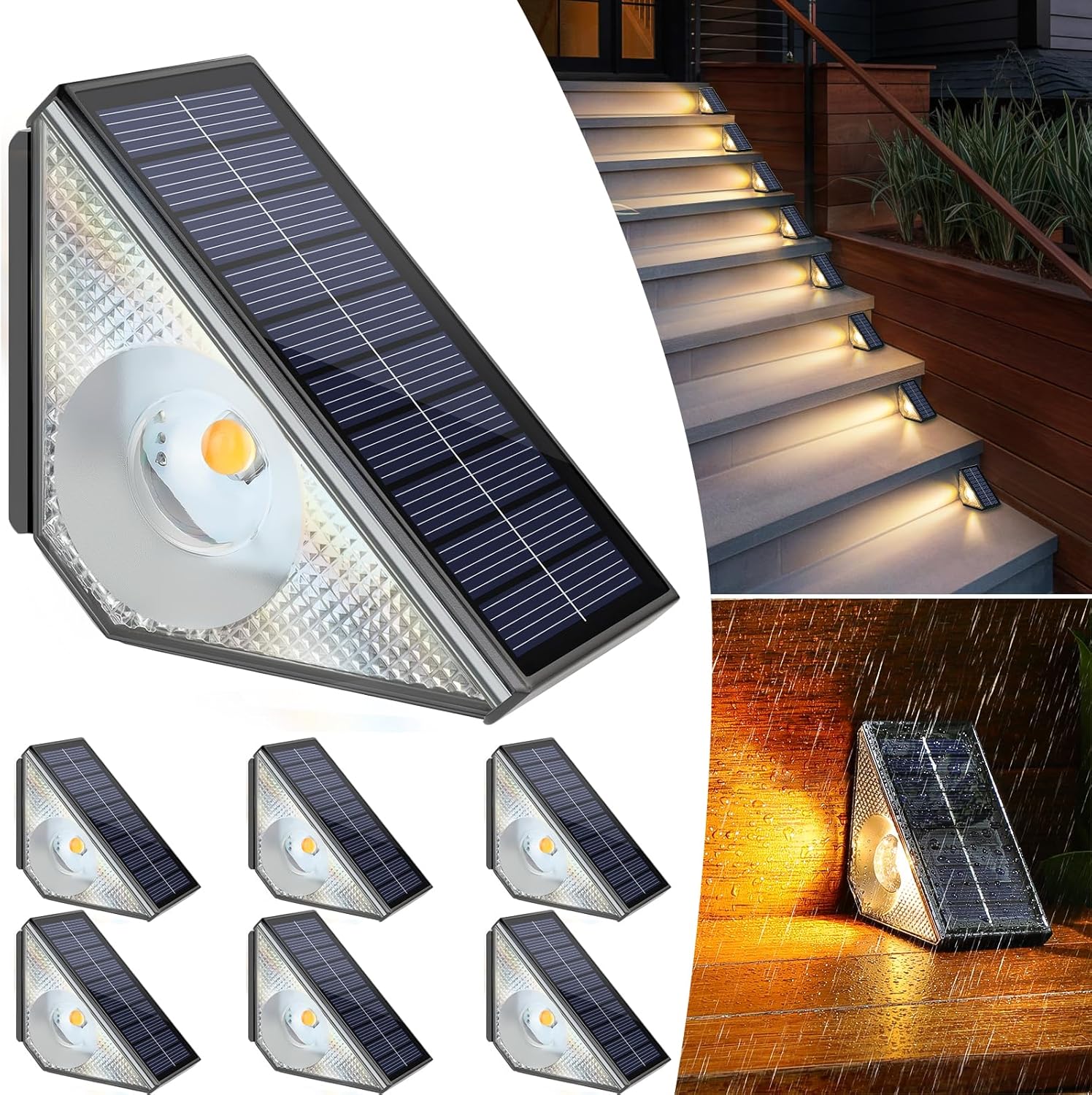 ASOMST Solar Step Lights 6 Packs, LED Deck Light Outdoor Waterproof ...