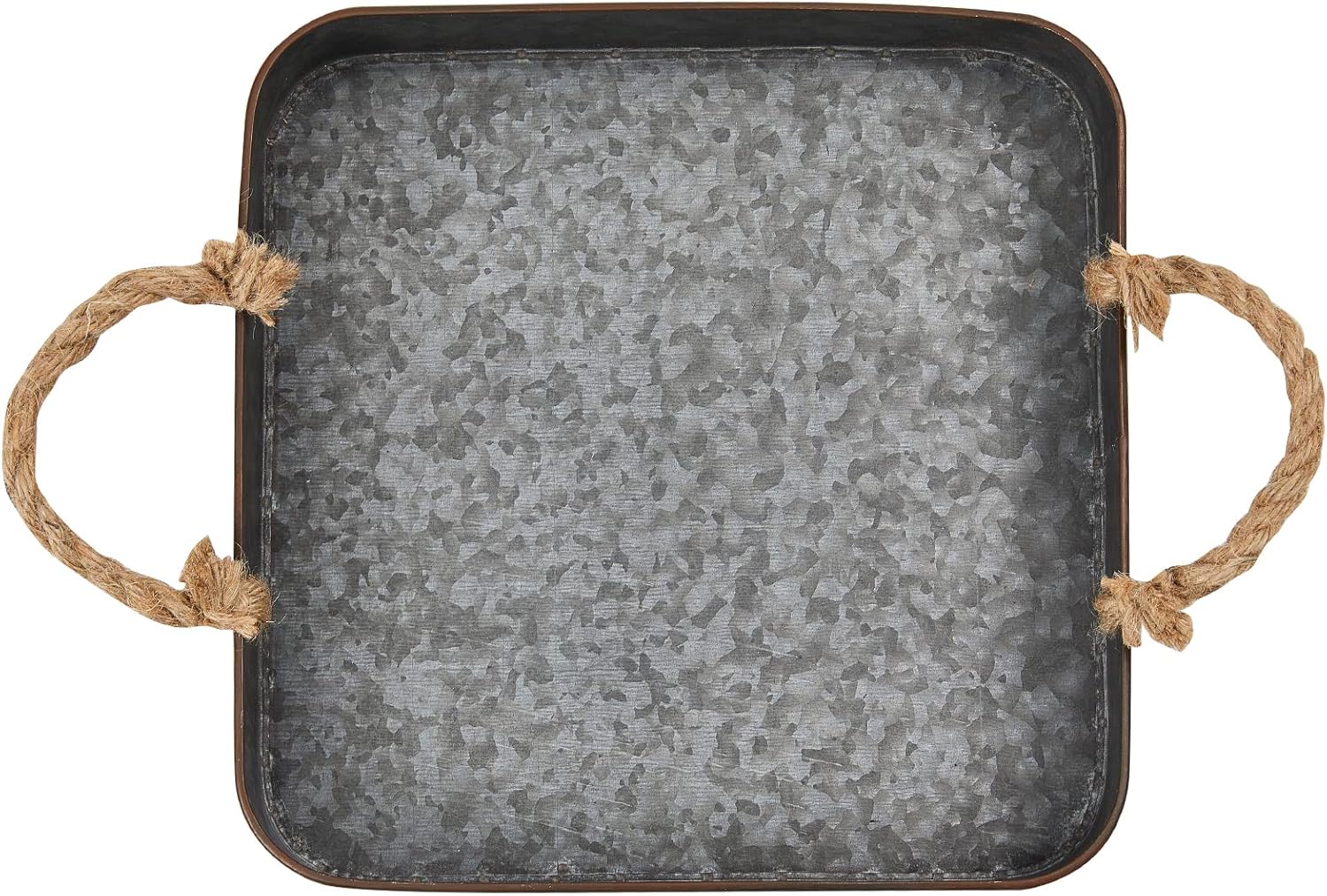 Amazon.com: Square Metal Tray Galvanized Metal Tray with Rope Handle ...