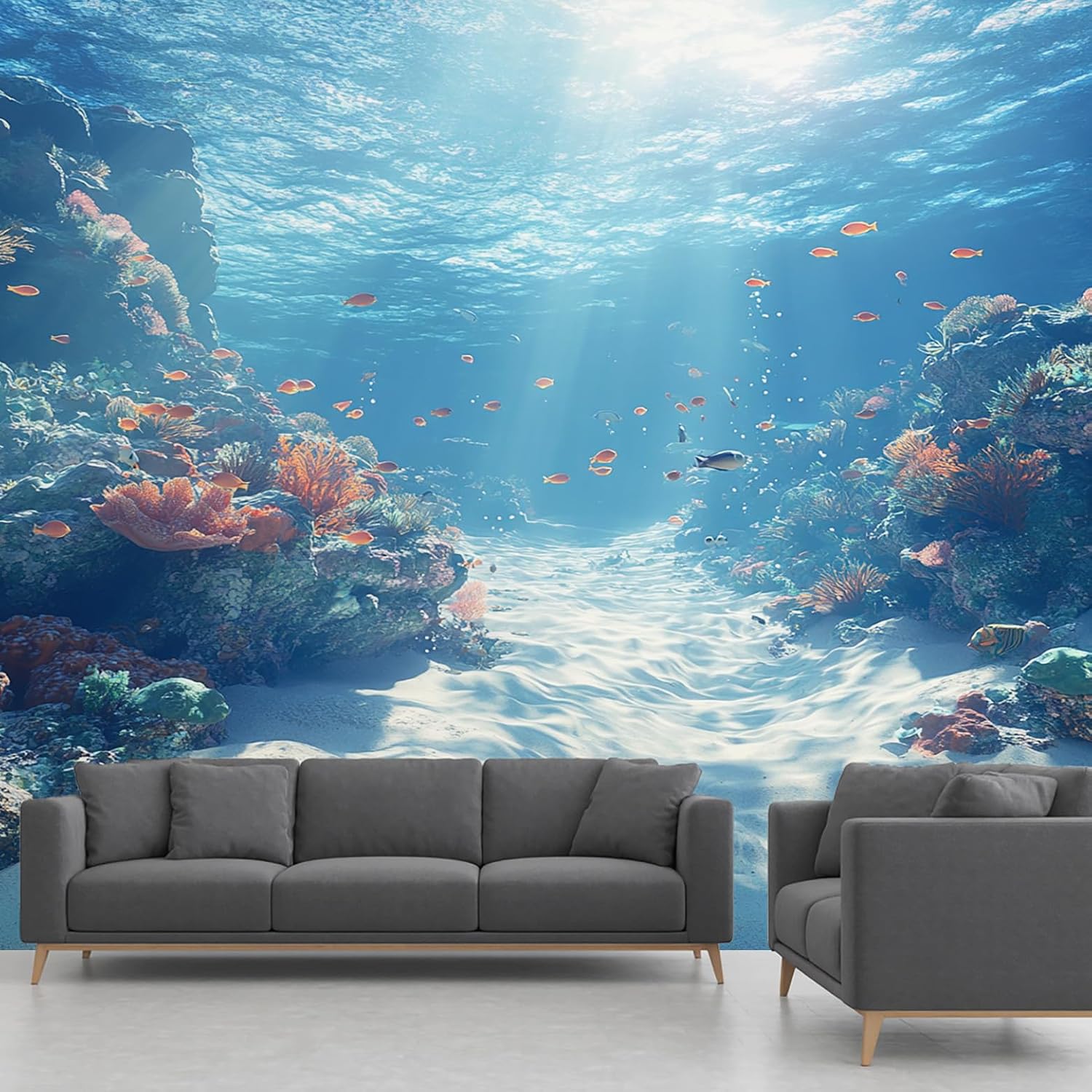 Under The Sea Wallpaper, Tropical Fish Mural, Ocean Coral Reef Wall ...