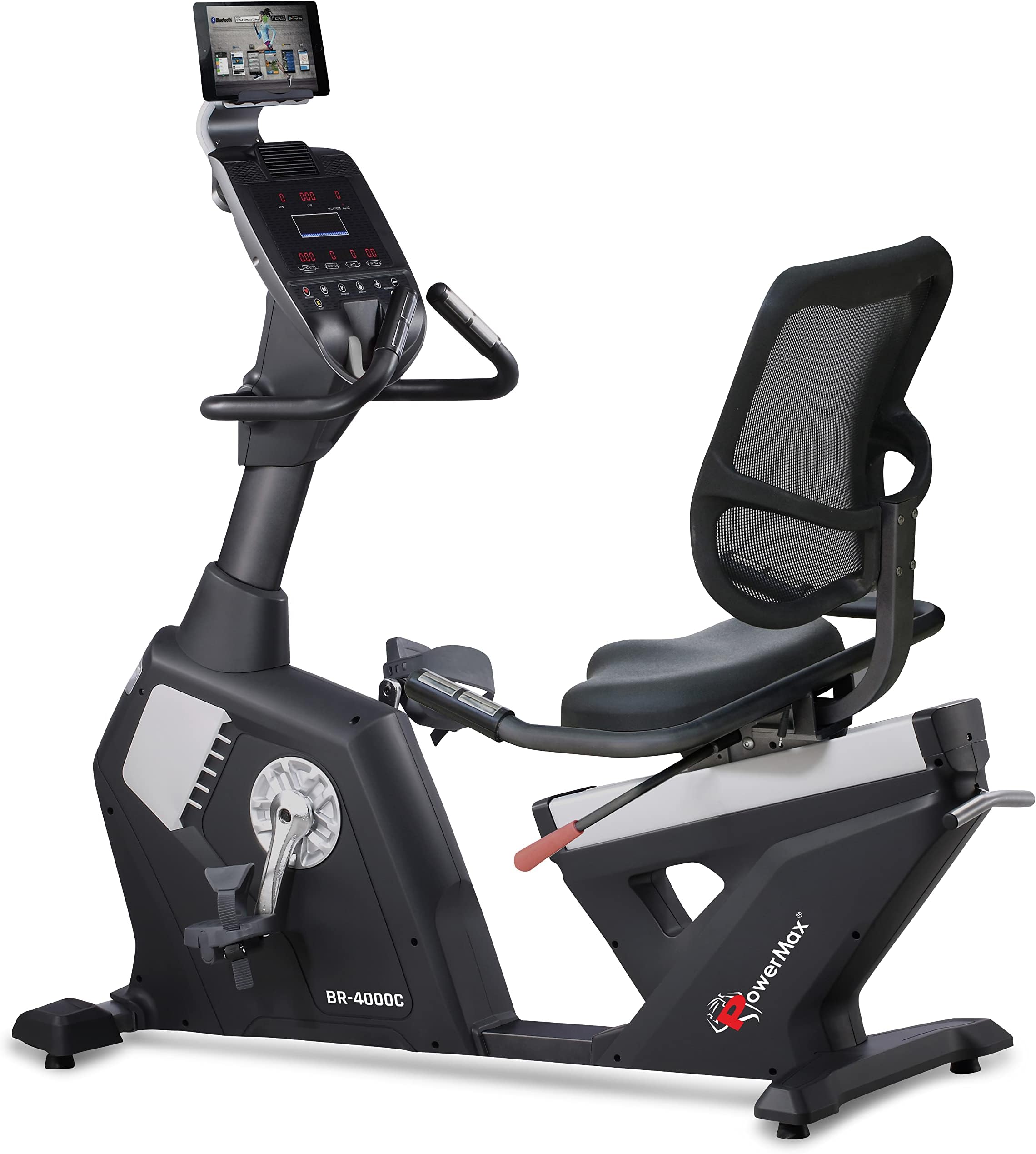 PowerMax Fitness BR-4000C Commercial Recumbent Exercise Bike with iPad ...