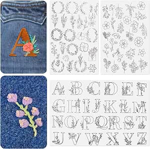 Amazon.com: 76PCS Water Soluble Embroidery Patterns, 3 Sheets A4 Stick ...