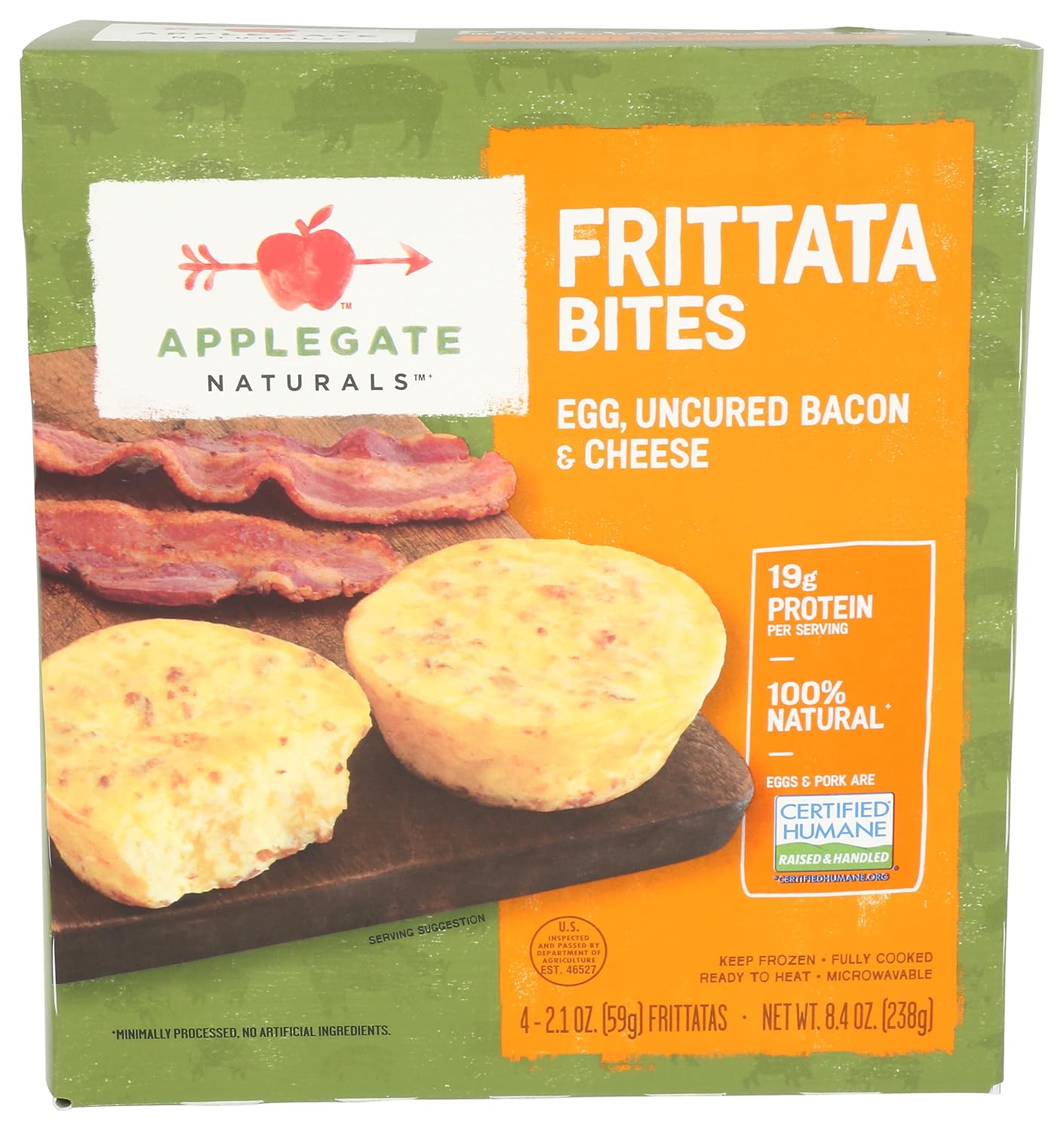 Amazon.com: Applegate Farms Egg, Uncured Bacon & Cheese Frittata Bites ...