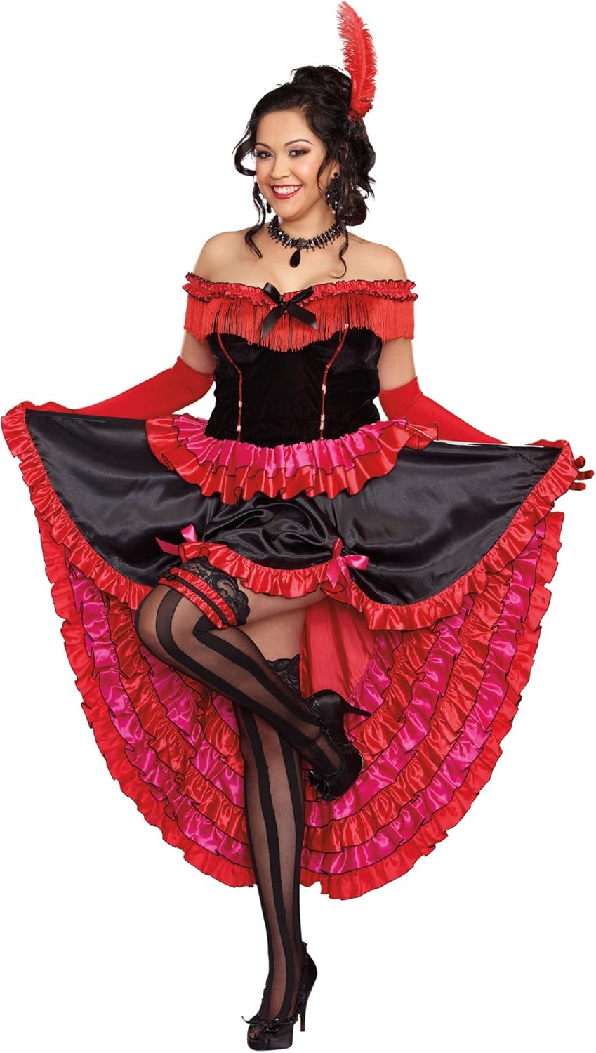 Amazon.com: Dreamgirl Women's Plus-Size Can-Can Cutie Costume, Red ...