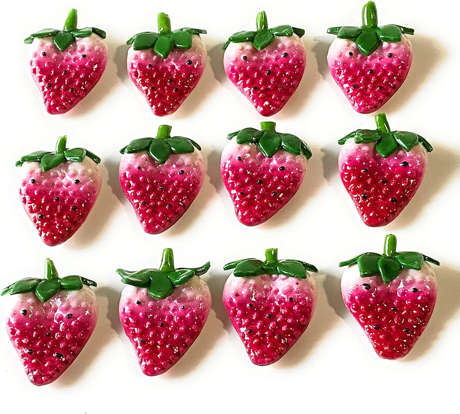 Amazon.com: 12 Piece Set Hand Made Decorative Strawberry Fridge Magnets ...