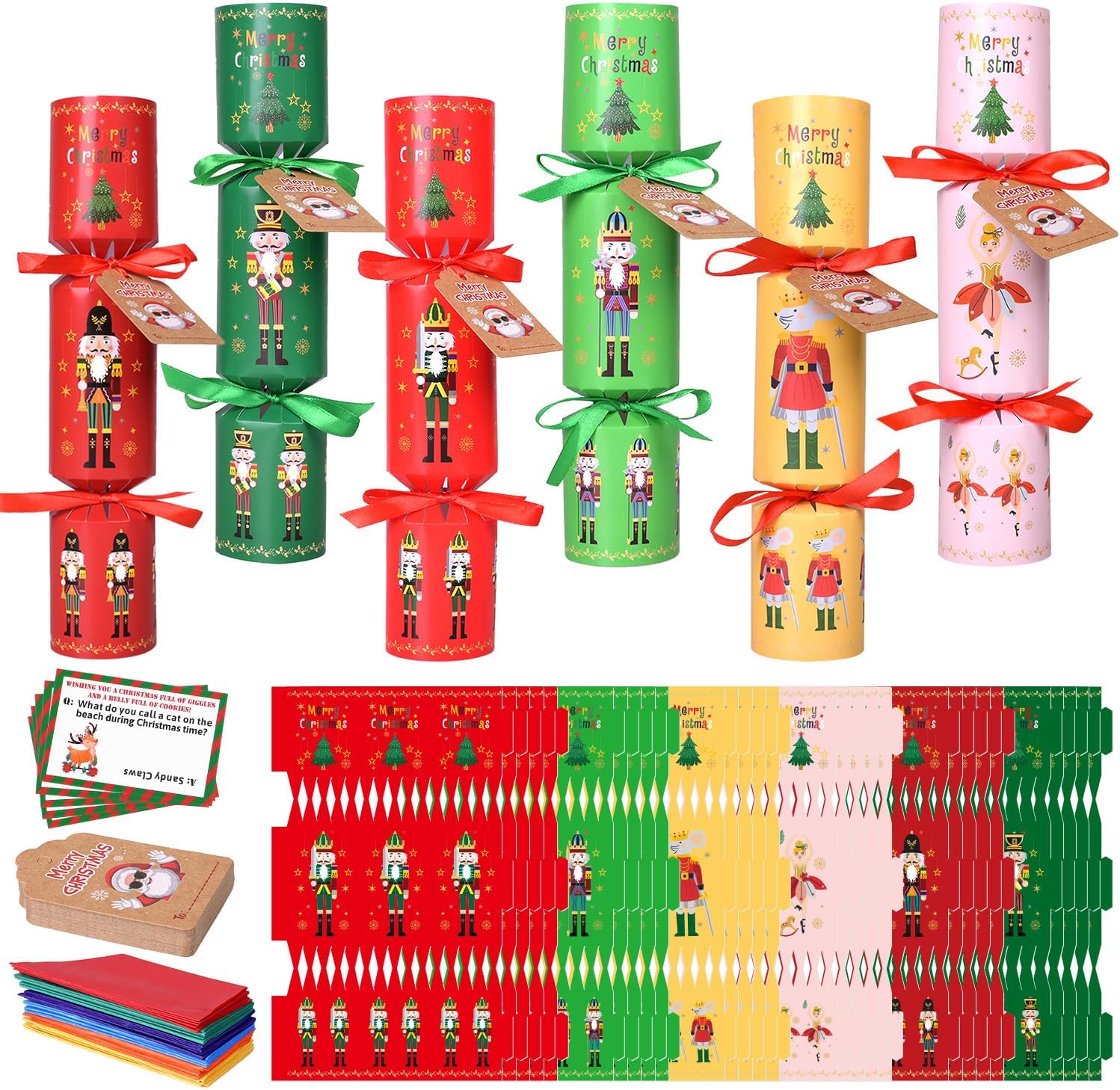 iZoeL 30 Packs Christmas Crackers DIY Christmas Cracker Kit Make Your ...