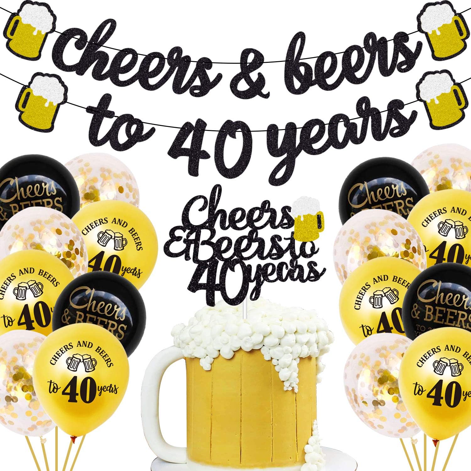 Amazon.com: Wonmelody 40th Birthday Beer Decors Men Cheers&Beers 40th ...