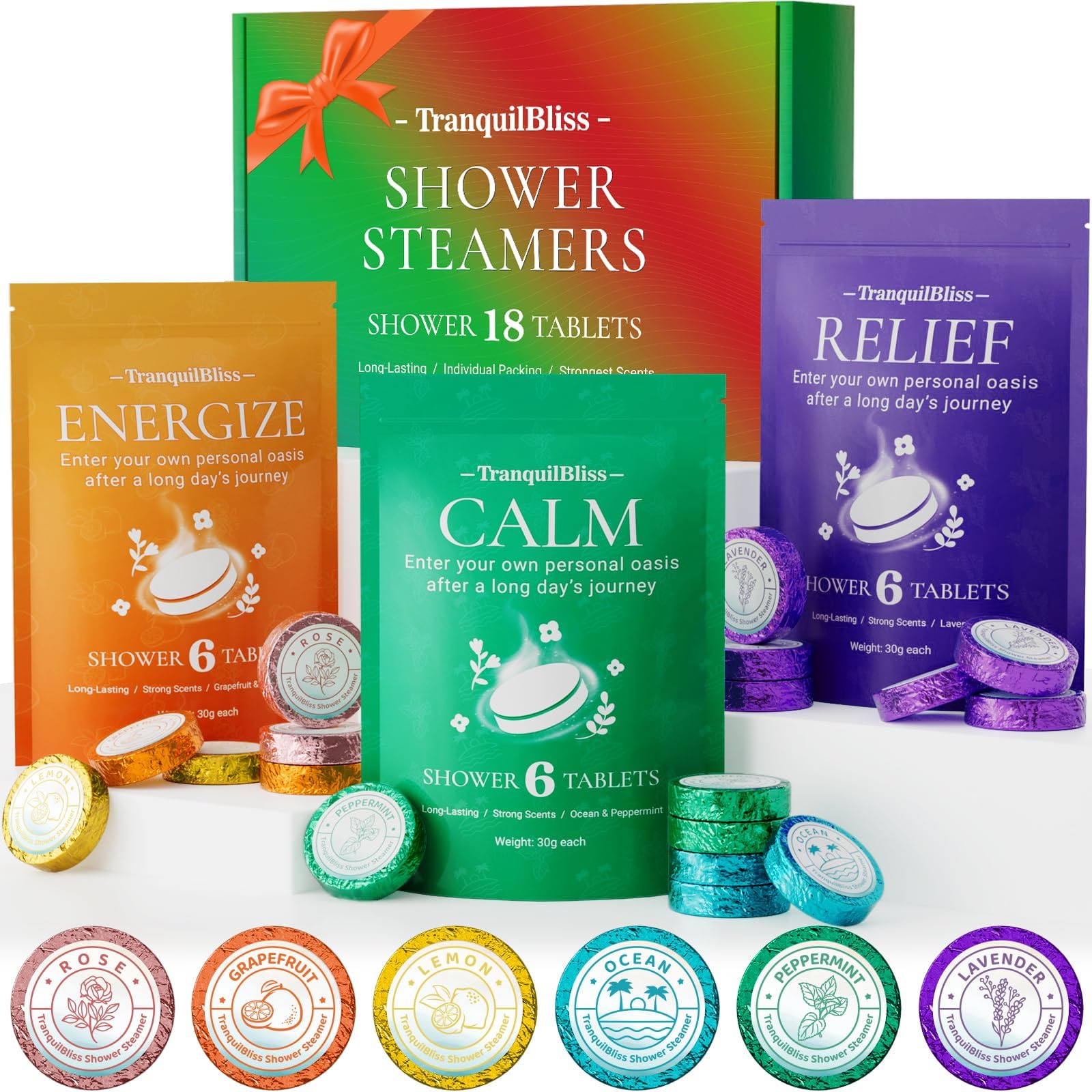 Amazon.com: TranquilBliss 18 Pack Shower Steamers with 6 Smoothing Long ...
