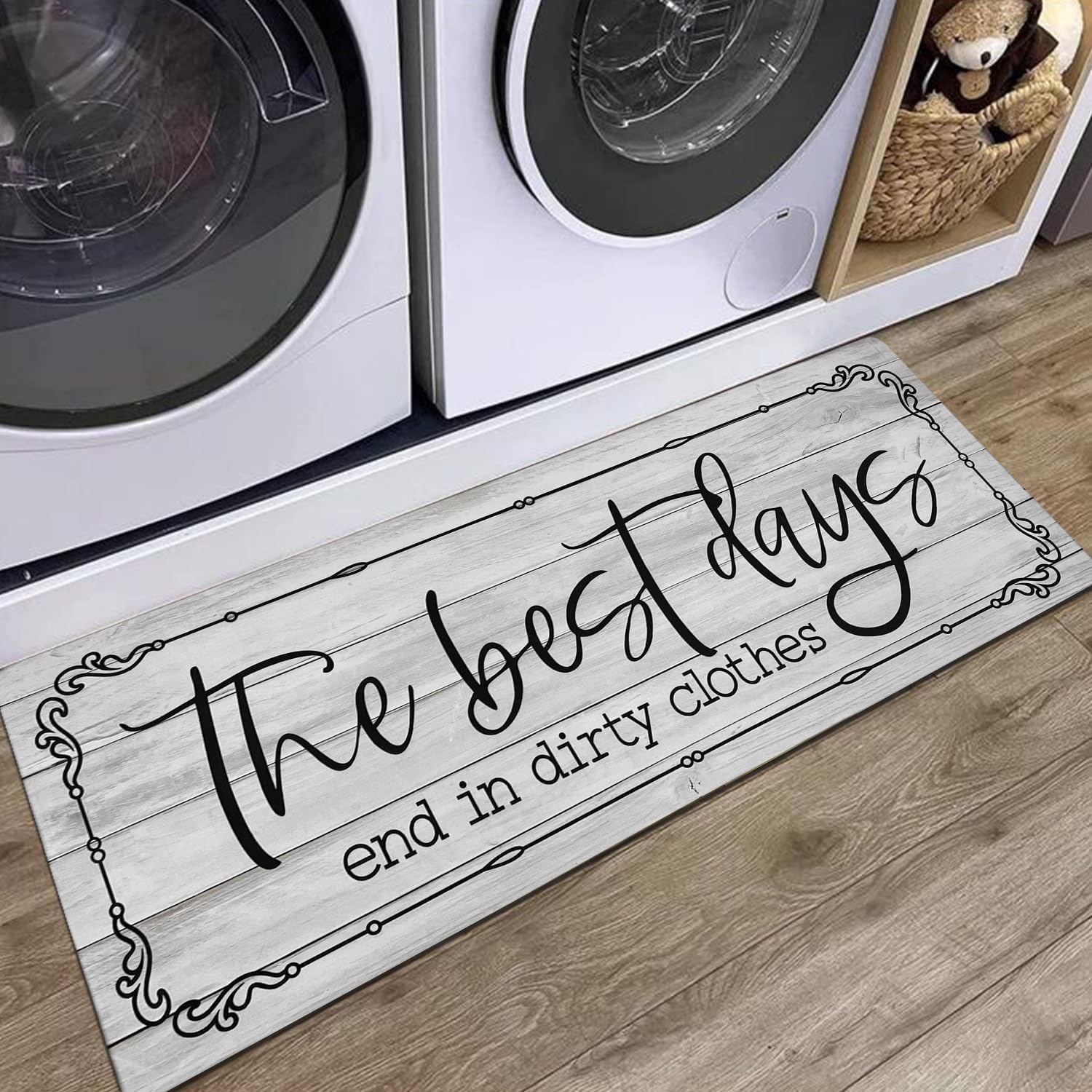 Amazon.com: KOZYFLY Laundry Room Rug Runner 20"x48" Non Slip Kitchen ...