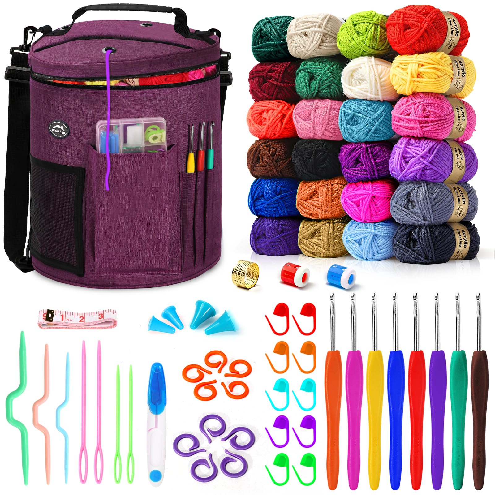 WEEKSUN 79Pcs Crochet Kits for Beginners, Crochet Kit with Large ...