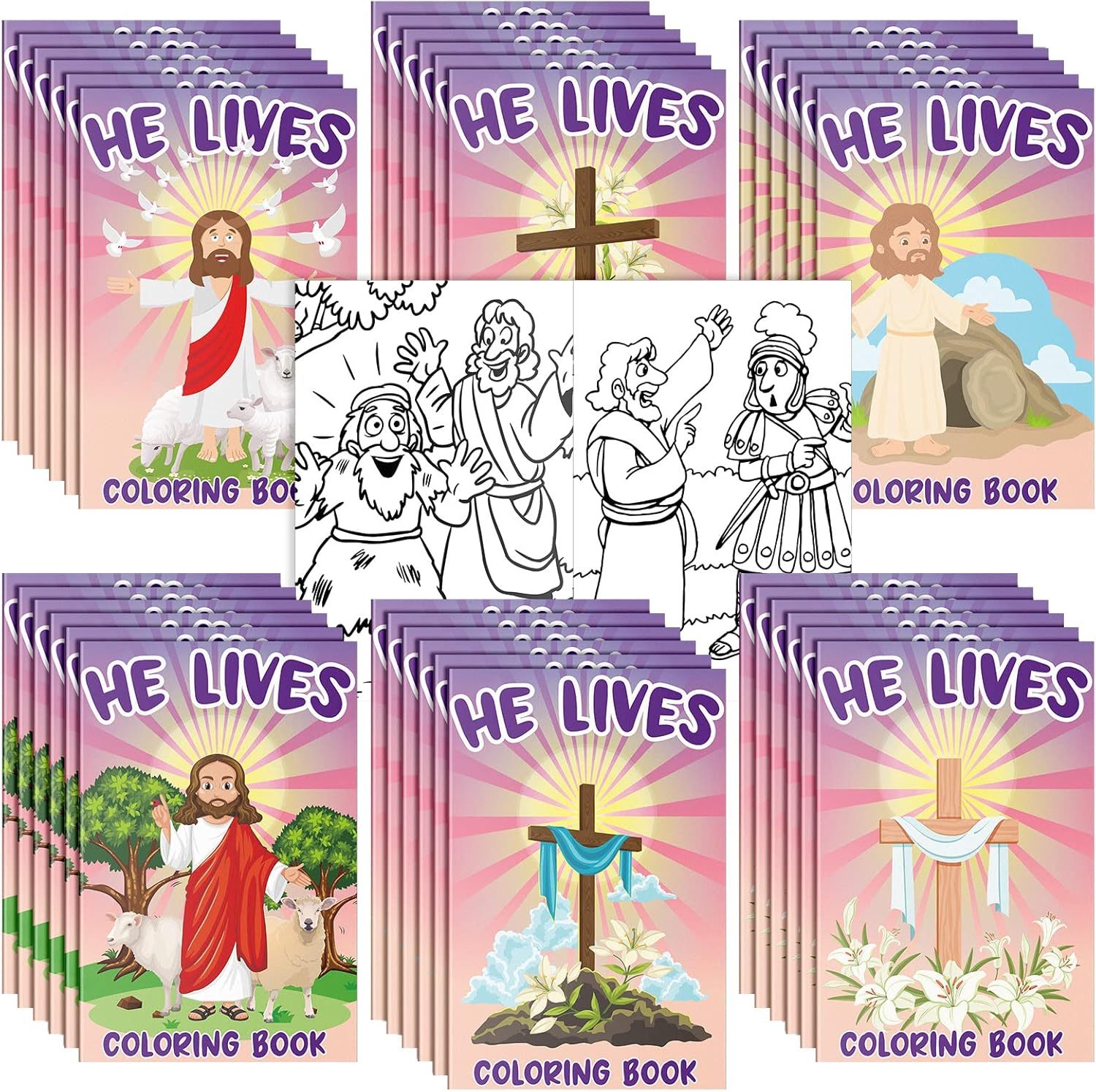 Amazon.com: Jetec 36 Pcs Religious Easter Mini Coloring Books for Kids ...