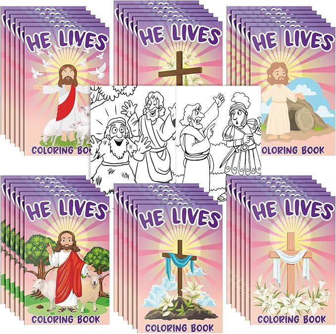 Amazon.com: Jetec 36 Pcs Religious Easter Mini Coloring Books for Kids ...