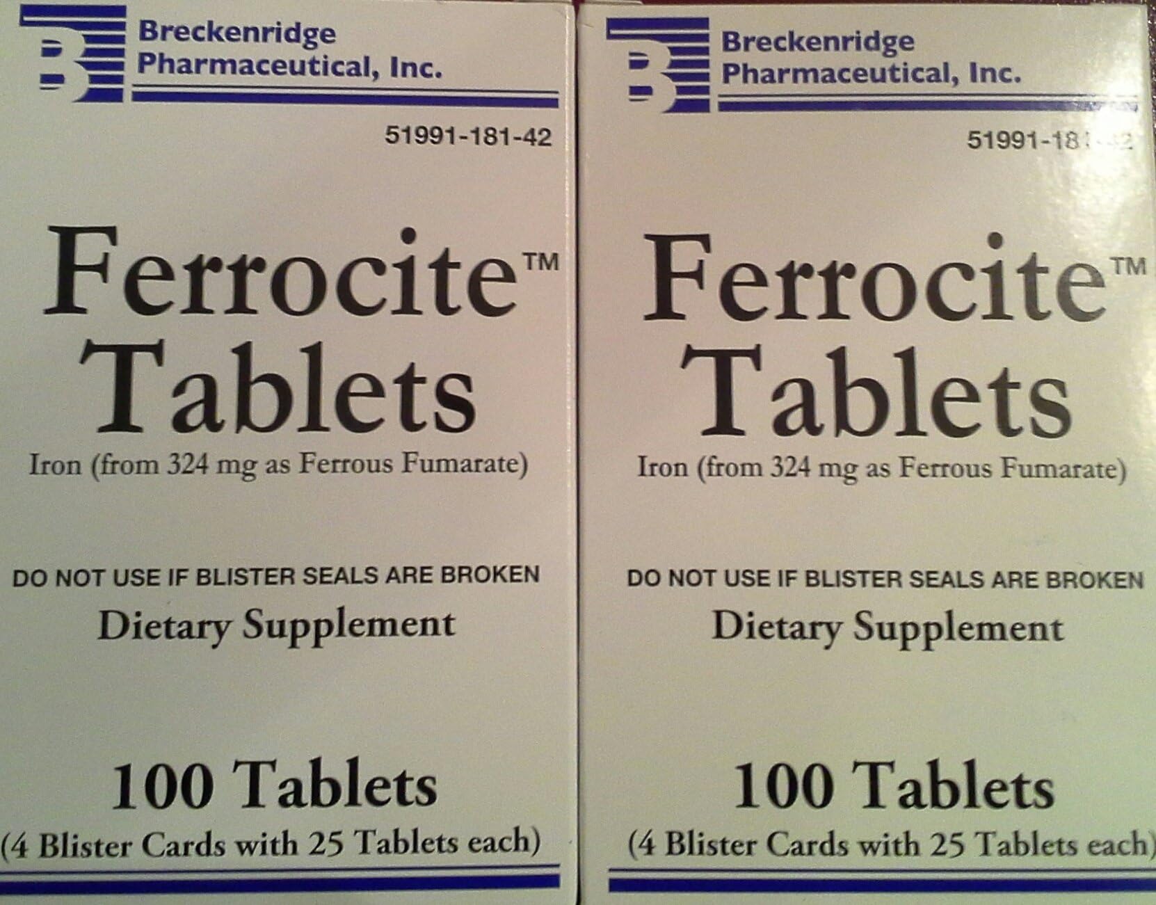 Amazon.com: [2 Pack] Ferrocite? Tablets 100 Ct. *Compare to Hemocyte ...