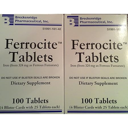 Amazon.com: [2 Pack] Ferrocite? Tablets 100 Ct. *Compare to Hemocyte ...