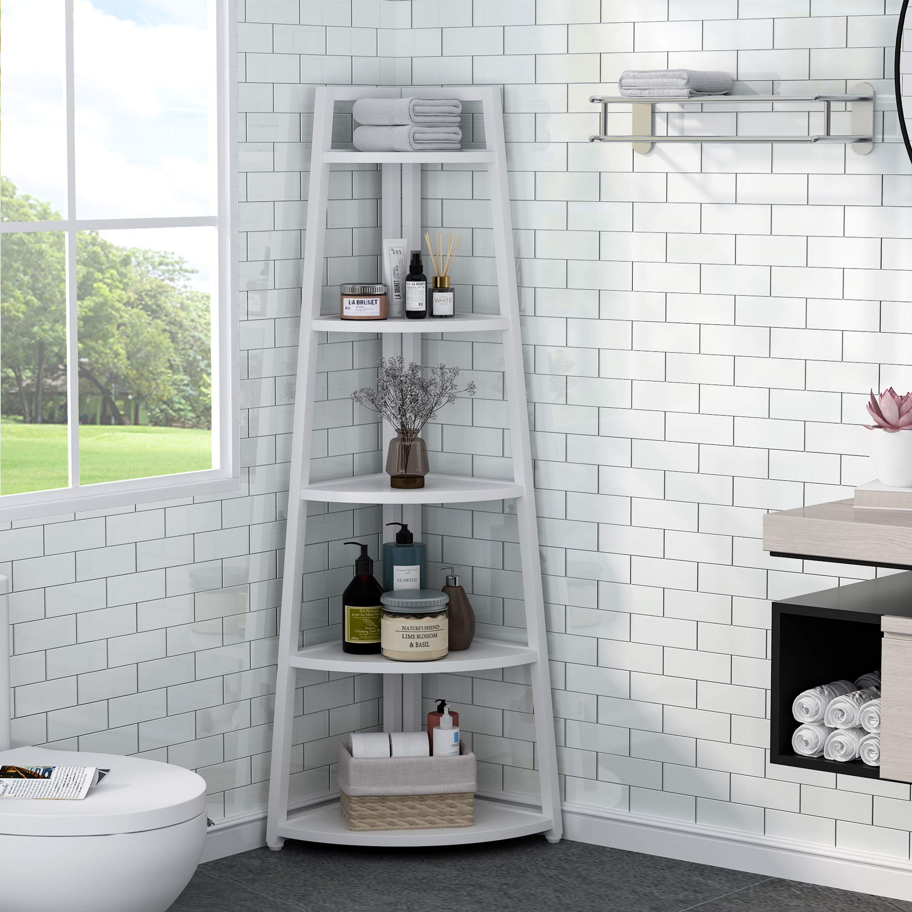 Corner Shelving Unit Corner Shelf 5 Tier, Industrial Corner Bookshelf ...