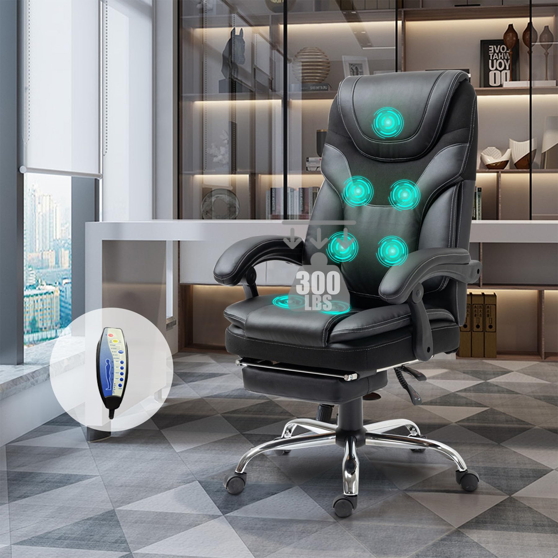 Amazon.com: Massage Office Chair, Office Chair with Foot Rest, High ...