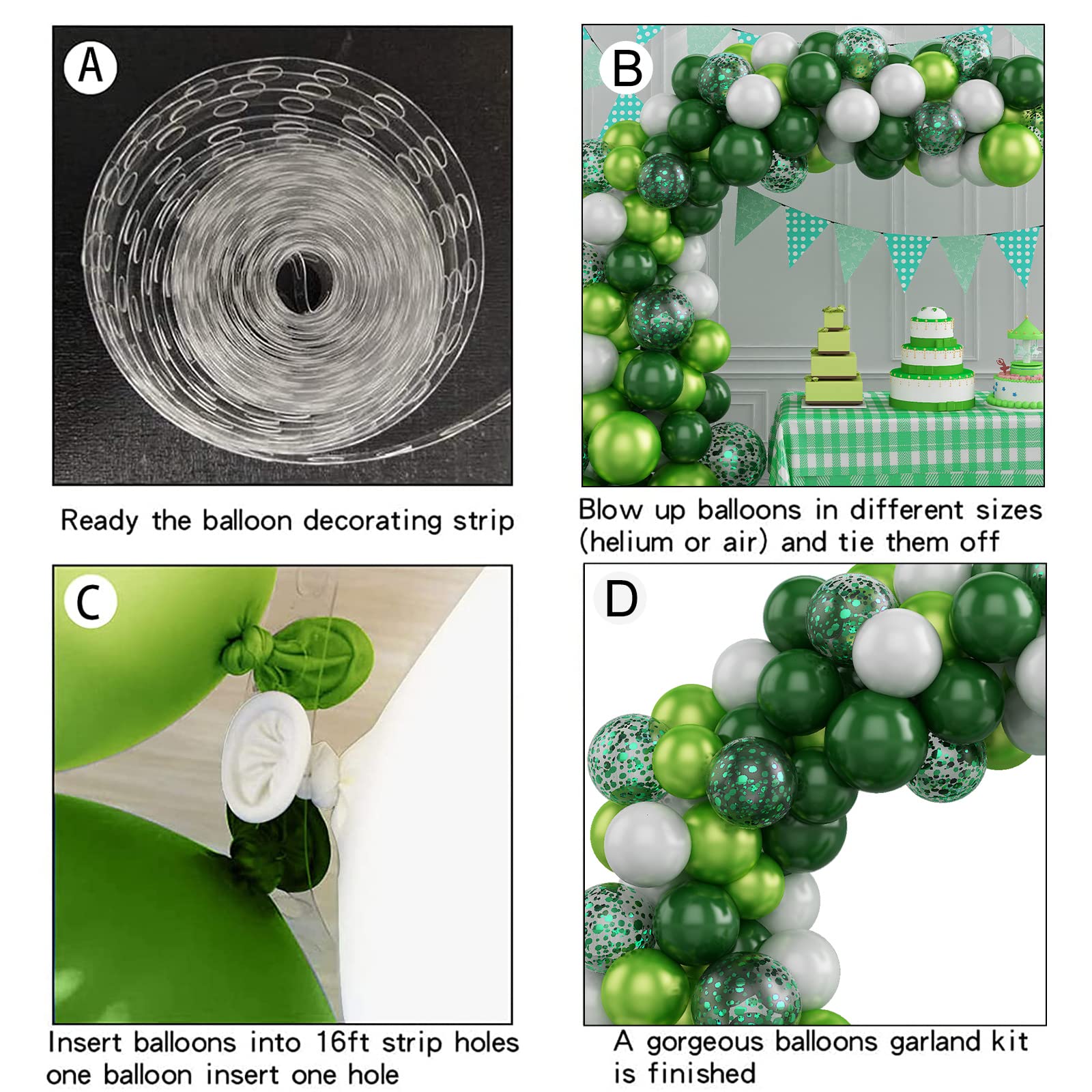 Snapklik.com : Balloon Garland Arch Kit Green, 107PCS Green White ...