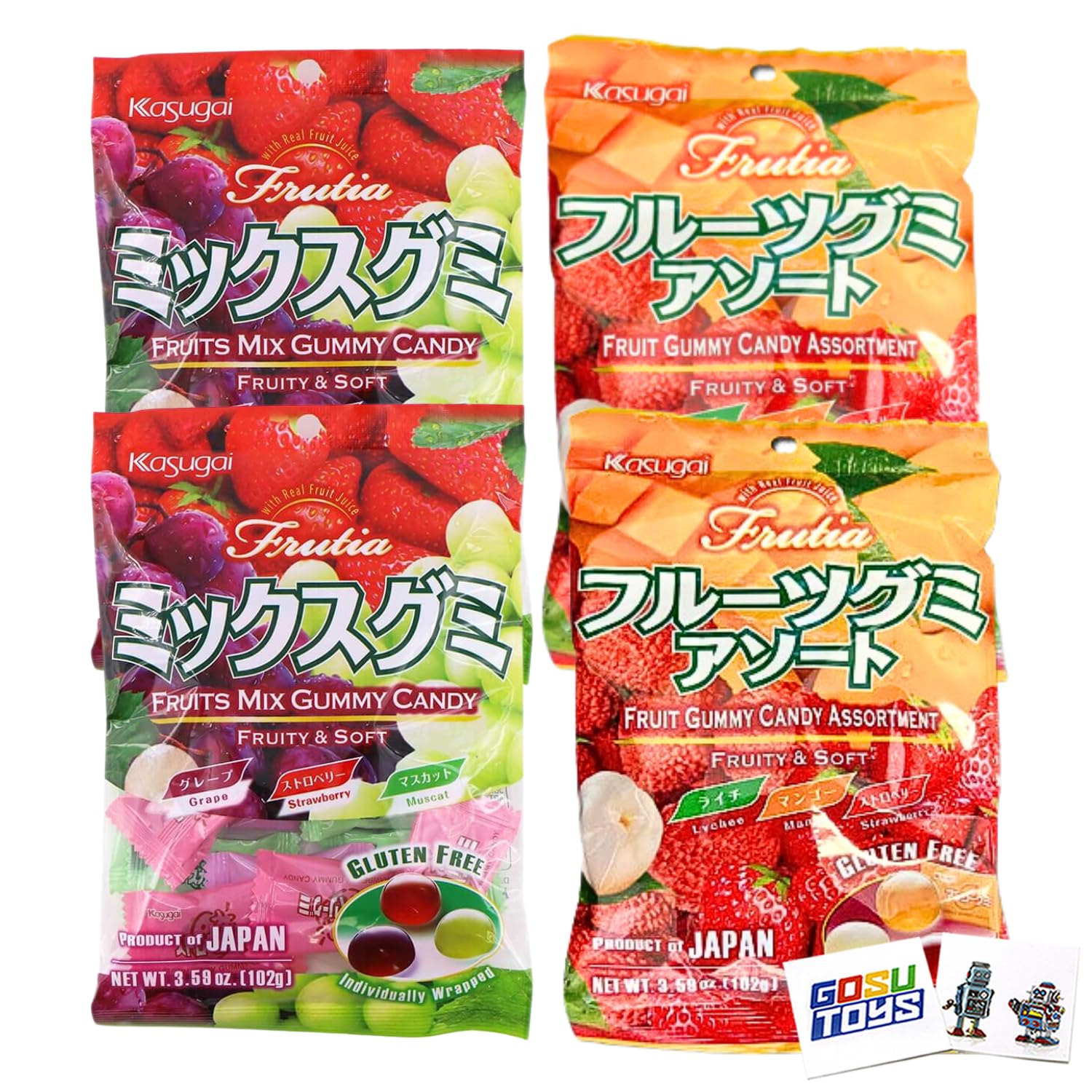 Amazon.com : Kasugai Frutia Fruit Gummy Candy Assortment Fruity and ...