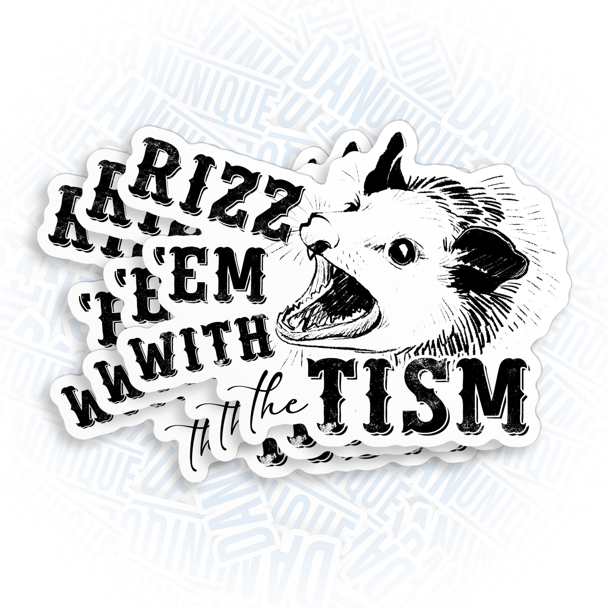 Amazon.com: (3Pcs) Rizz Em with The Tism Stickers, Funny Opossum Meme ...