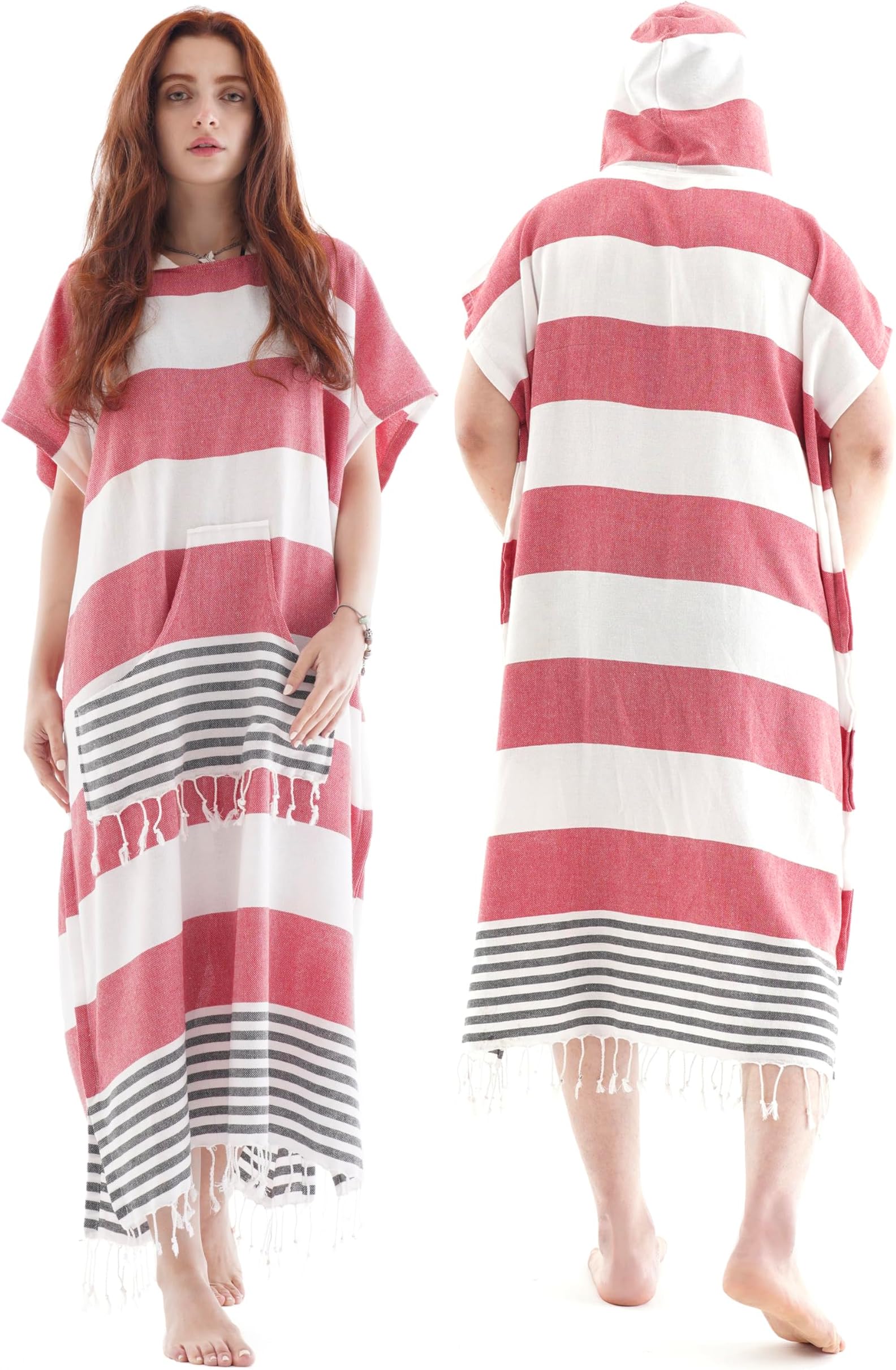 Amazon.com: Quick Dry Surf Poncho Changing Towel Robe Hoodie for Adults ...