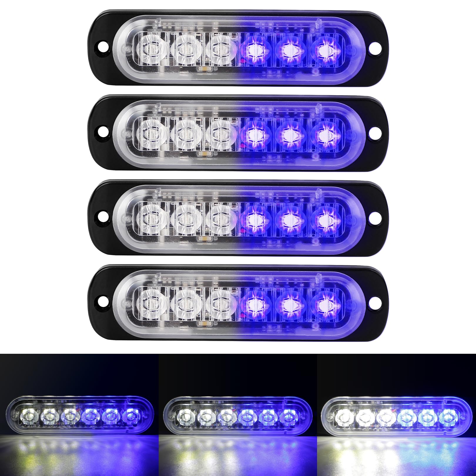 Amazon.com: 4-Pack 6 LED Amber Strobe Lights Vehicles Trucks Emergency ...
