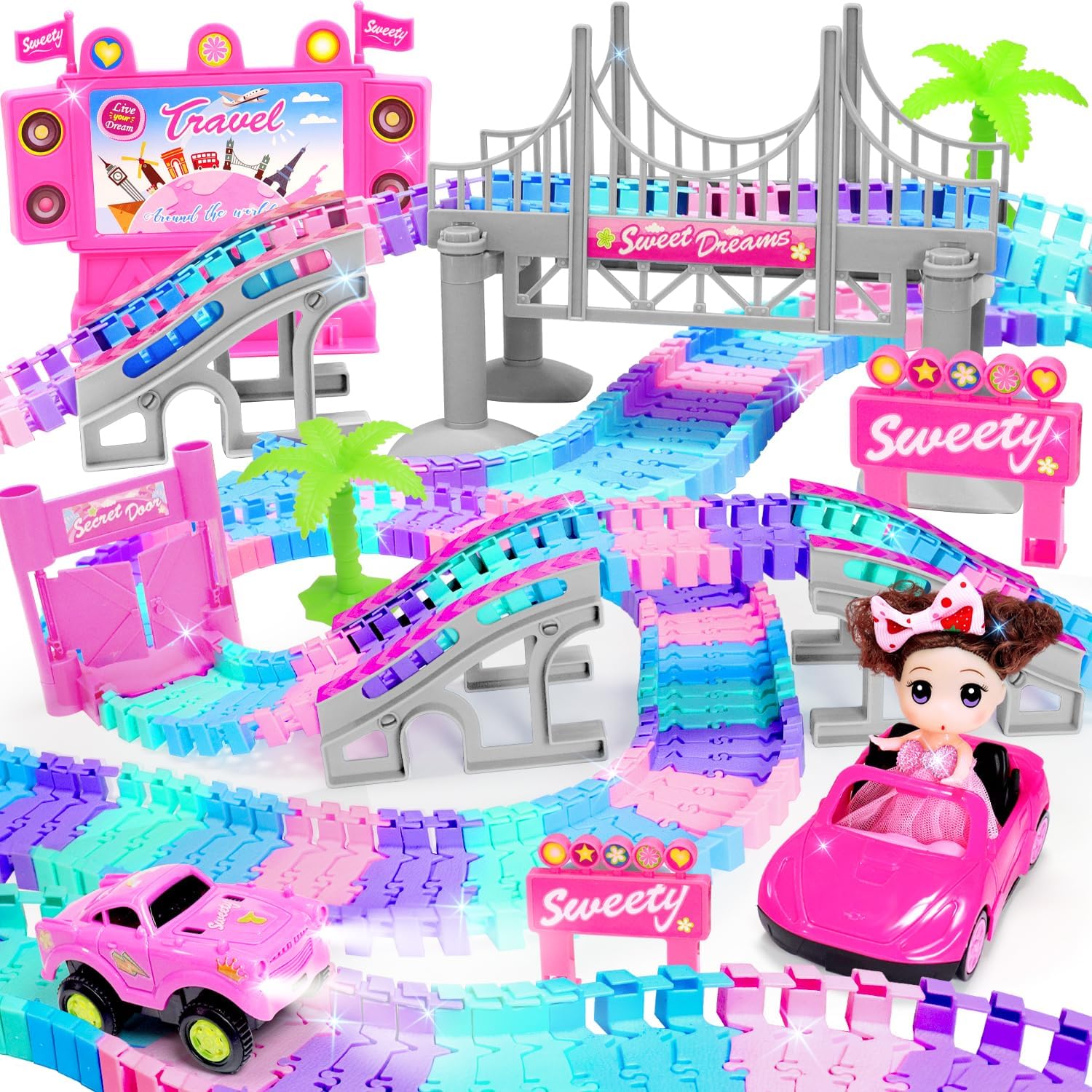 Amazon.com: Tracks Car Toys Set for 3 4 5 6 Year Old Girls Kids,201 PCS ...