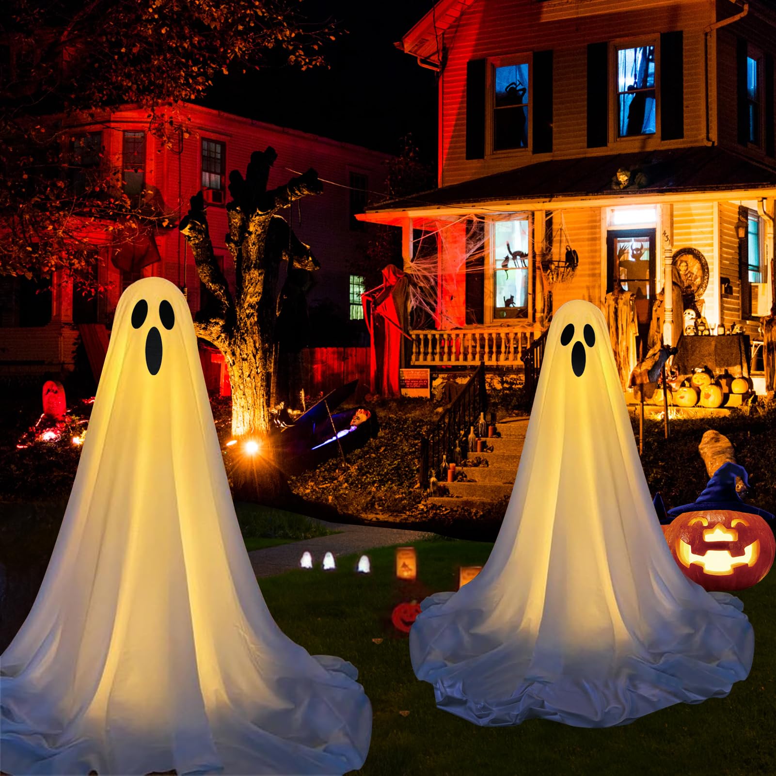 Amazon.com: 2 Packs Halloween Decorations Outdoor, 65inch Spooky Ghost ...