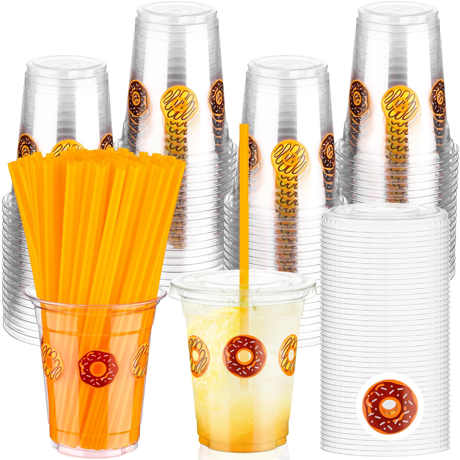 Amazon.com: Blushtier 100 Set Donut Cup 12oz with Lid and Straw ...