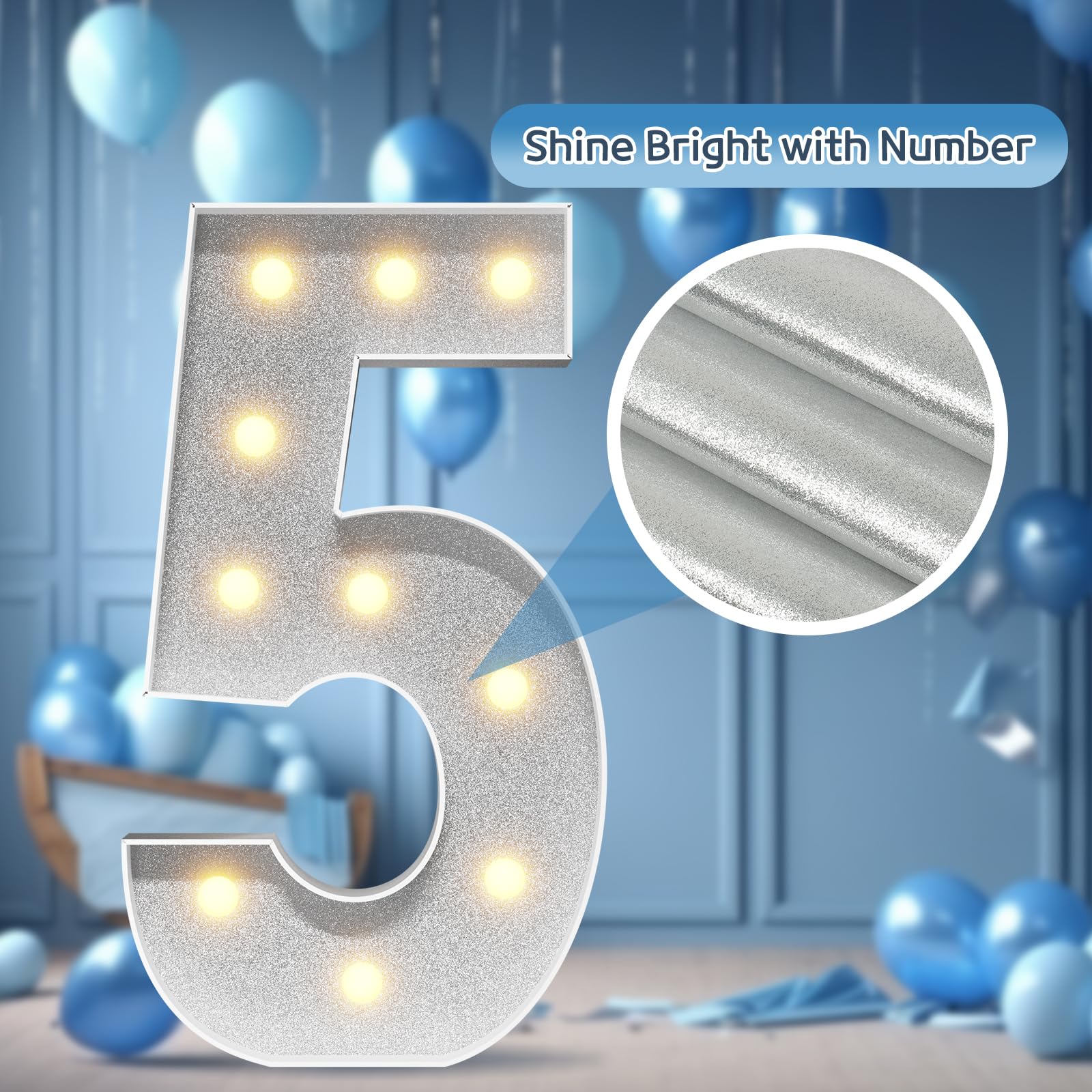 Snapklik.com : Imprsv Marquee Numbers Silver Party Decoration: 4 Feet ...