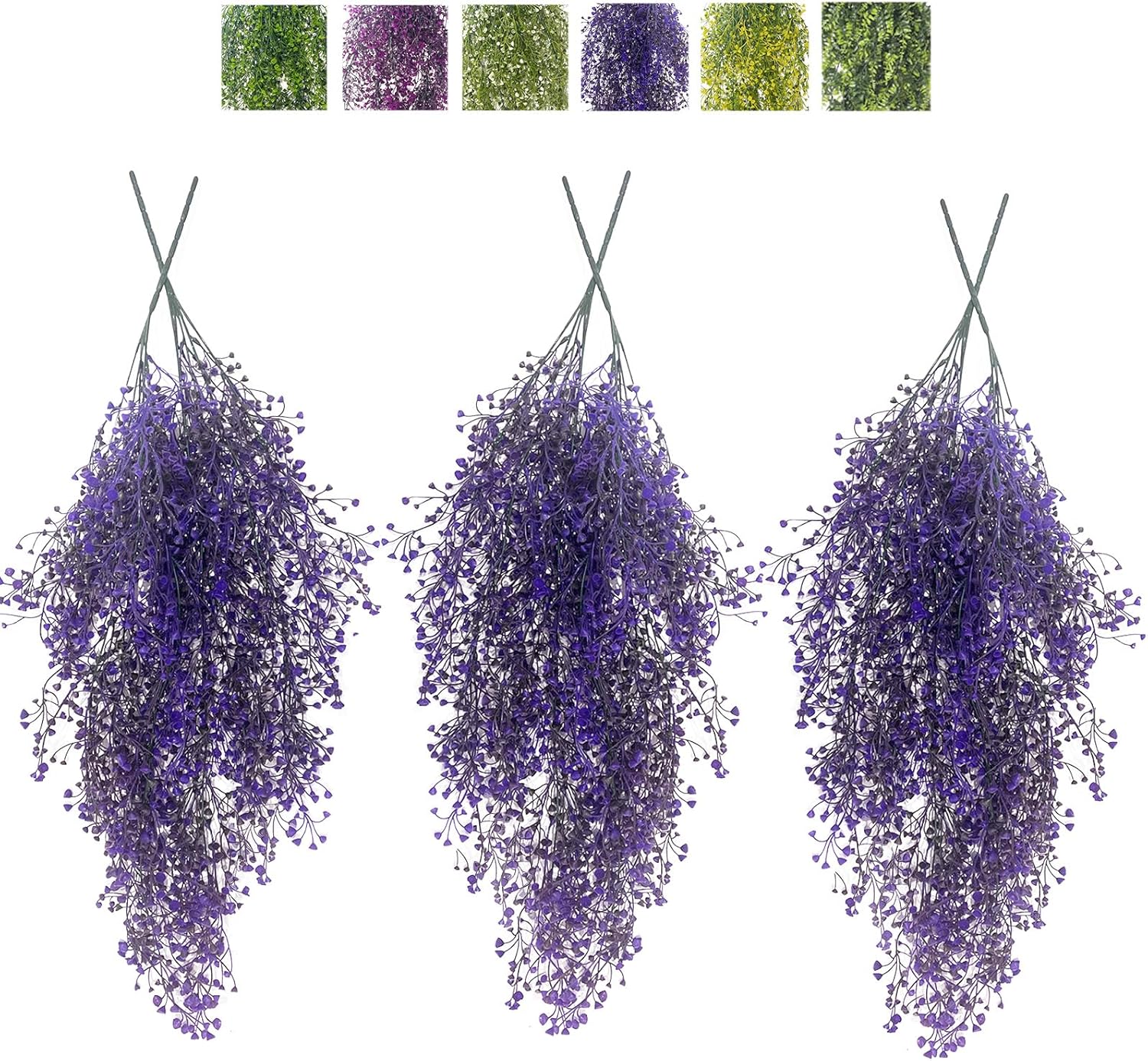 Amazon.com: AUMVEYI 6 Pcs Purple Hanging Plants Artificial Decor ...