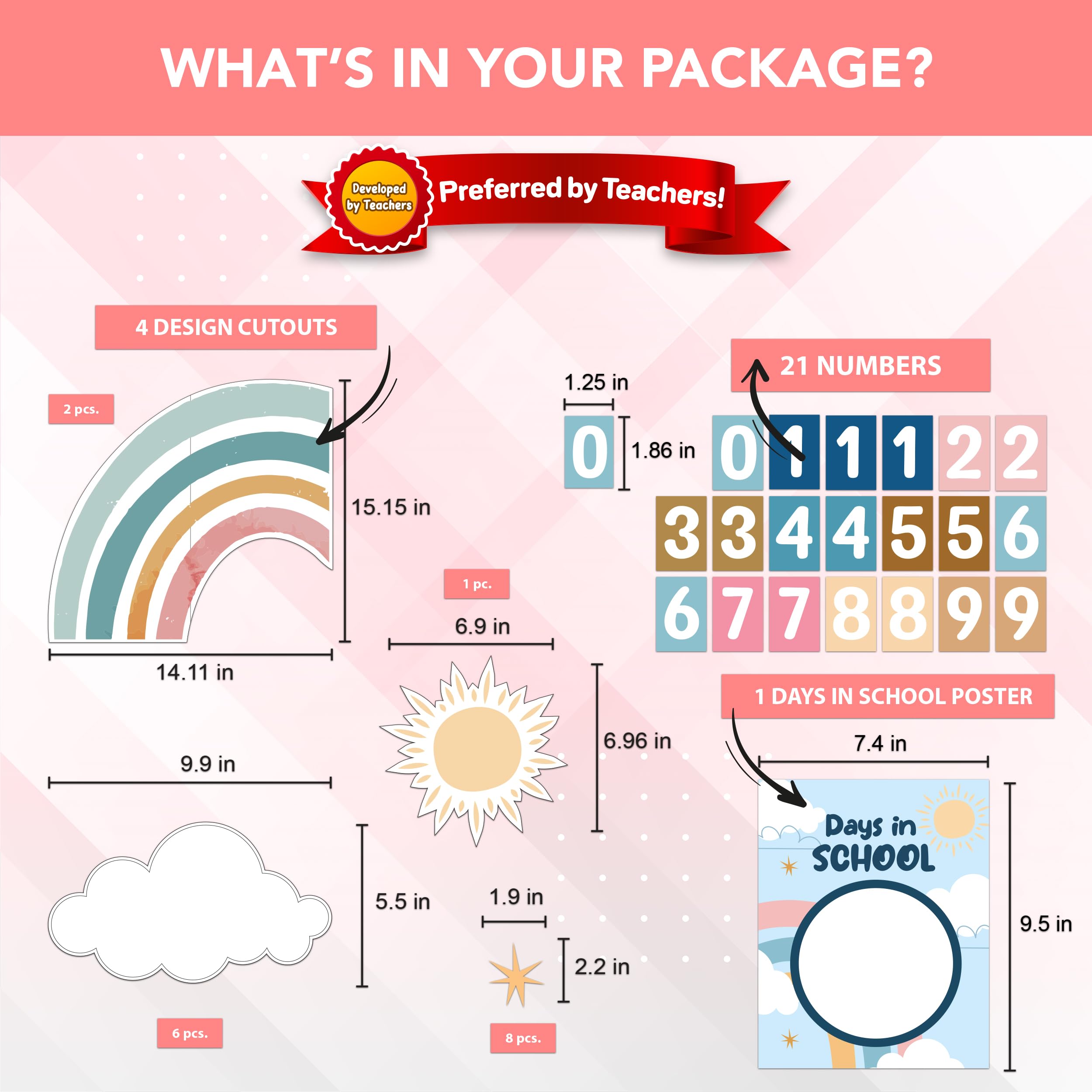 Snapklik.com : Decorably 148 Pcs Cutouts Boho Rainbow Themed ...