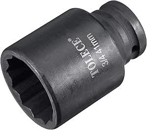 uxcell 3/4-Inch Drive 41mm 12-Point Deep Impact Socket, CR-MO Steel 78mm Length, Metric Sizes ...