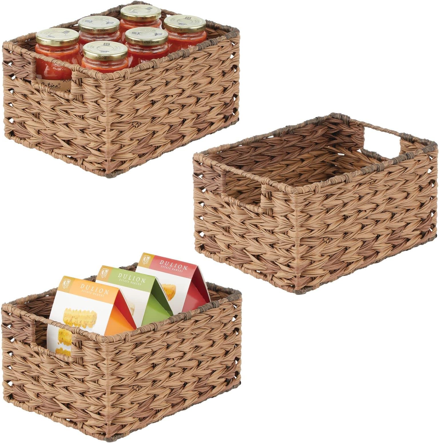 Amazon.com: mDesign Woven Farmhouse Kitchen Pantry Food Storage ...
