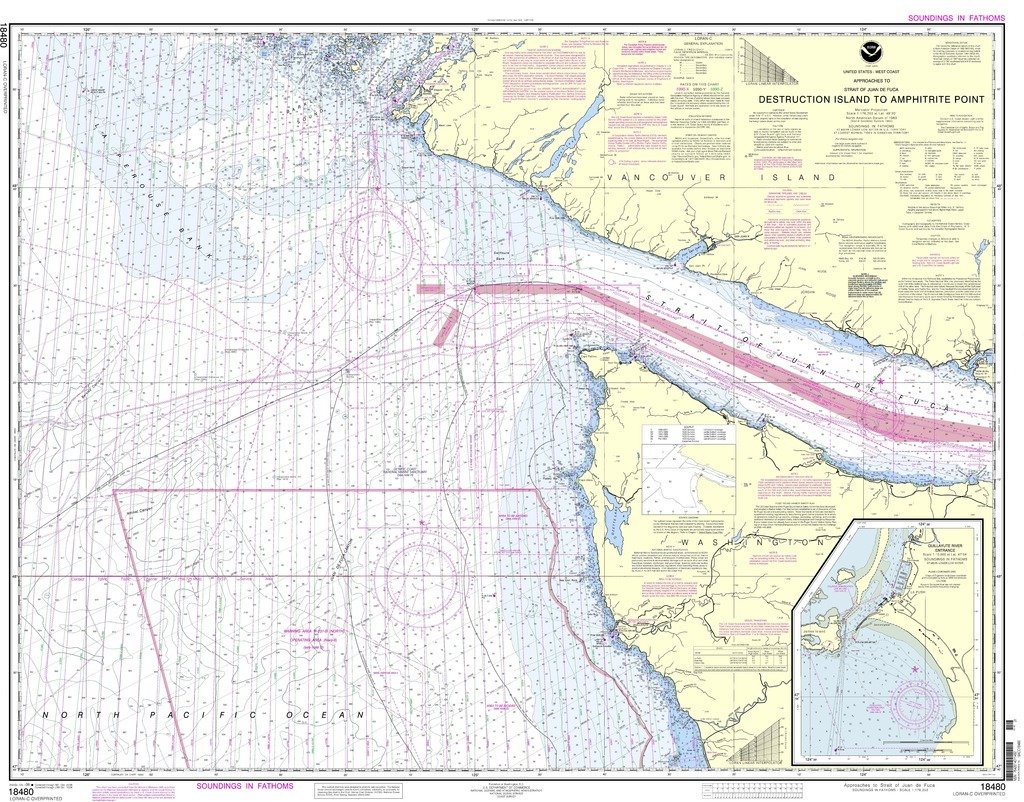 Buy NOAA Chart 18480: Approaches to Strait of Juan de Fuca Destruction ...