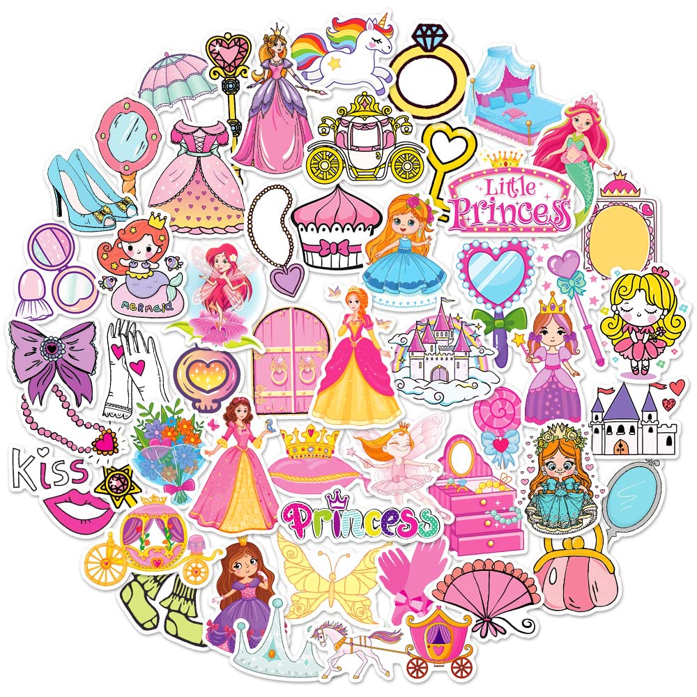 QTL 70Pcs Cute Princess Stickers for Girls Kids Stickers for Water ...